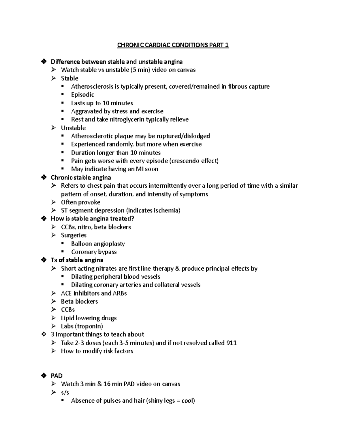 Module 1 lecture notes - CHRONIC CARDIAC CONDITIONS PART 1 Difference ...