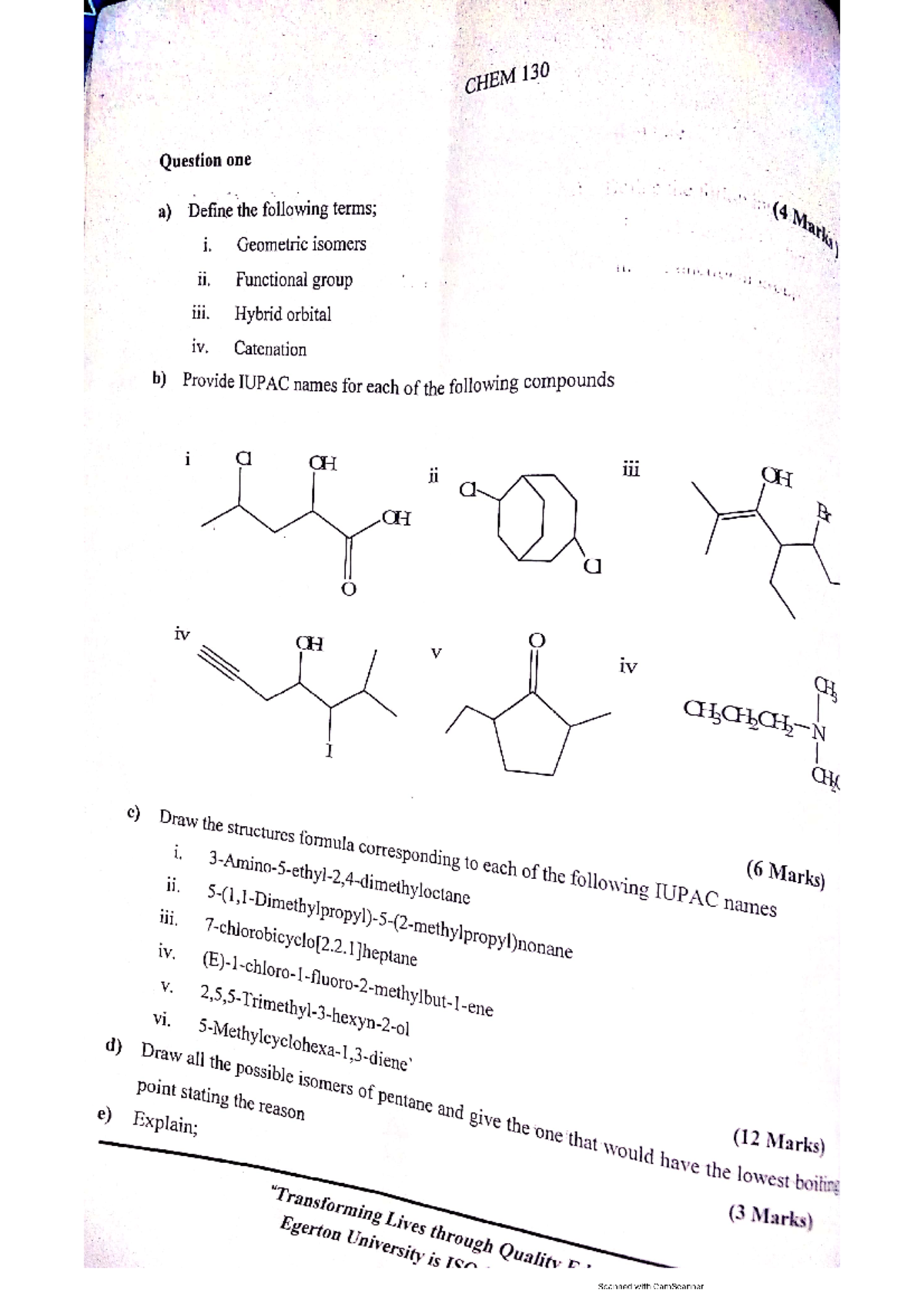 Introduction TO Organic Chemistry EXAM - medicine and surgery - Studocu