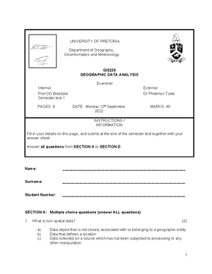 What is special about Spatial analysis lecture 1 - Involves transformations, manipulation and ...