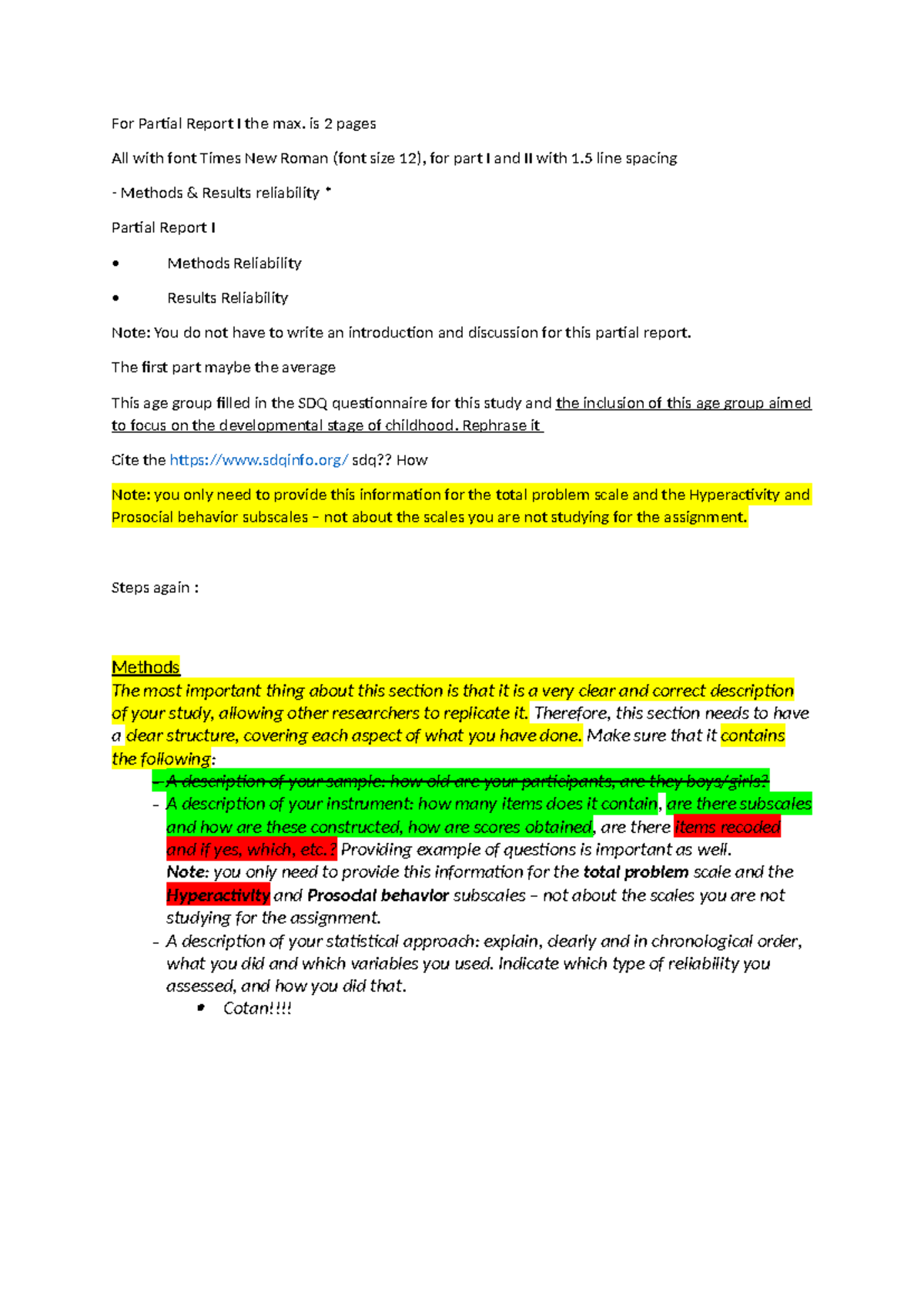 For Partial Report I the max guidlines - For Partial Report I the max ...