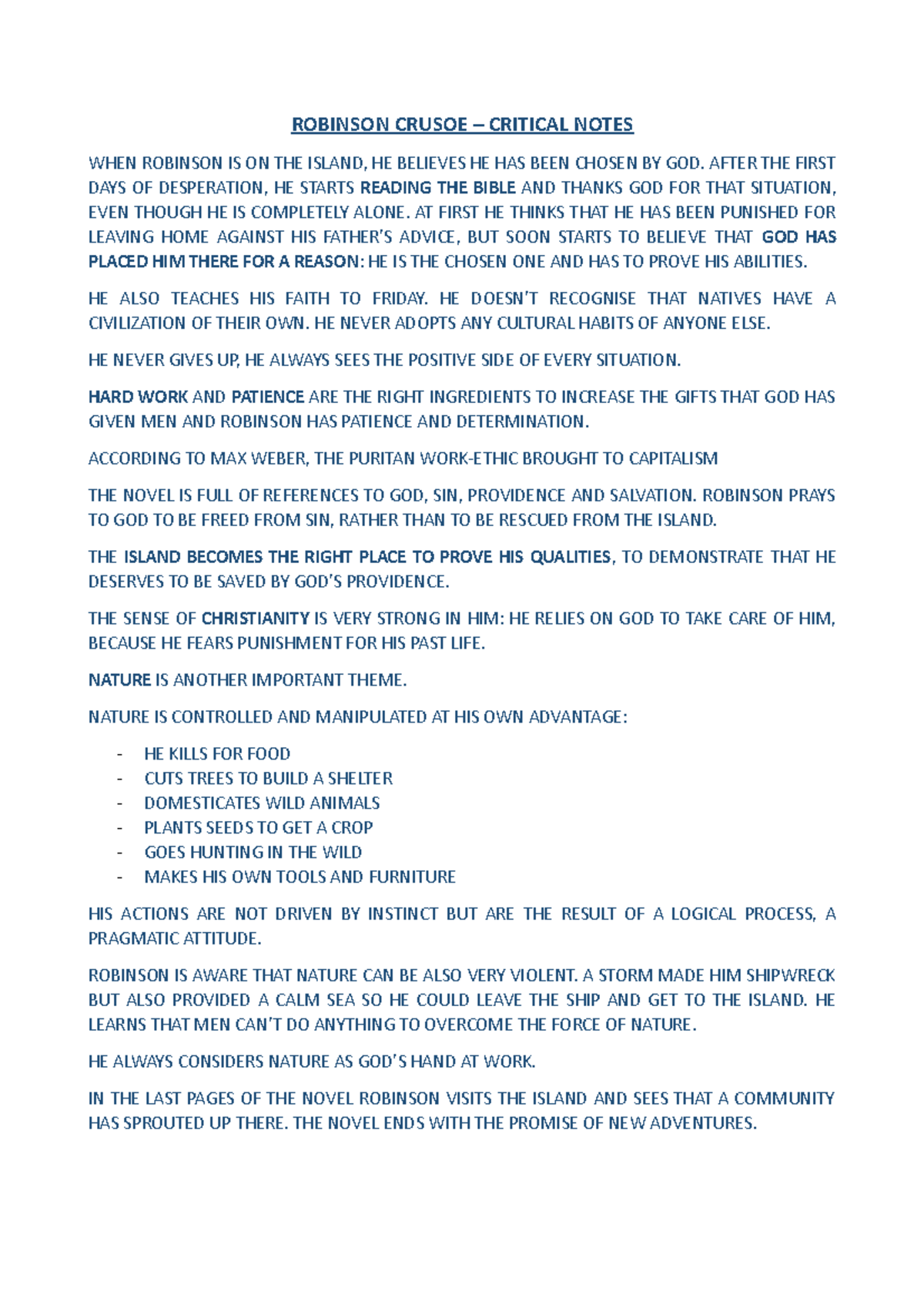 Robinson Crusoe- Critical Notes - ROBINSON CRUSOE – CRITICAL NOTES WHEN ...