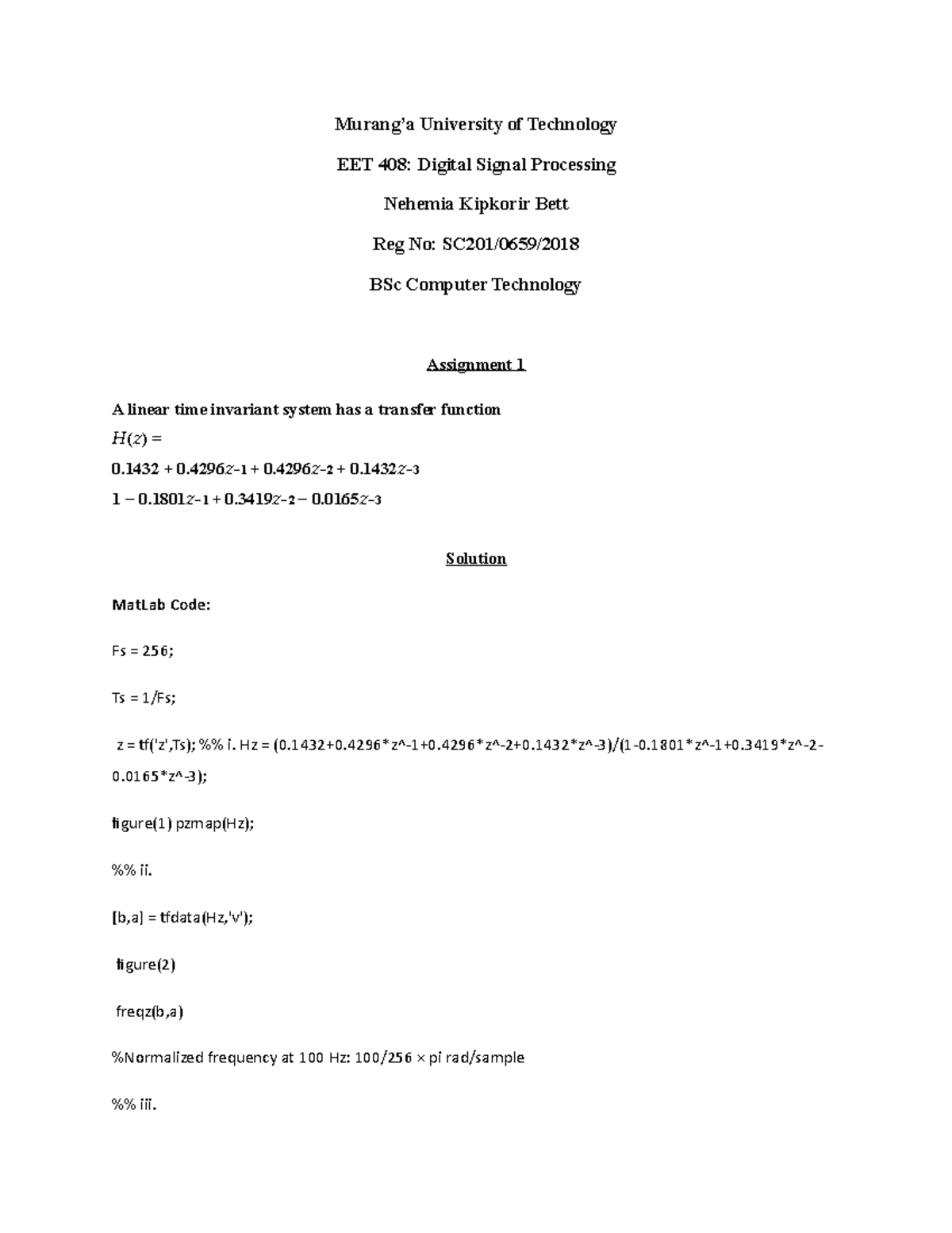 DSP assign 1 - introduction to digital image processing - Murang’a ...