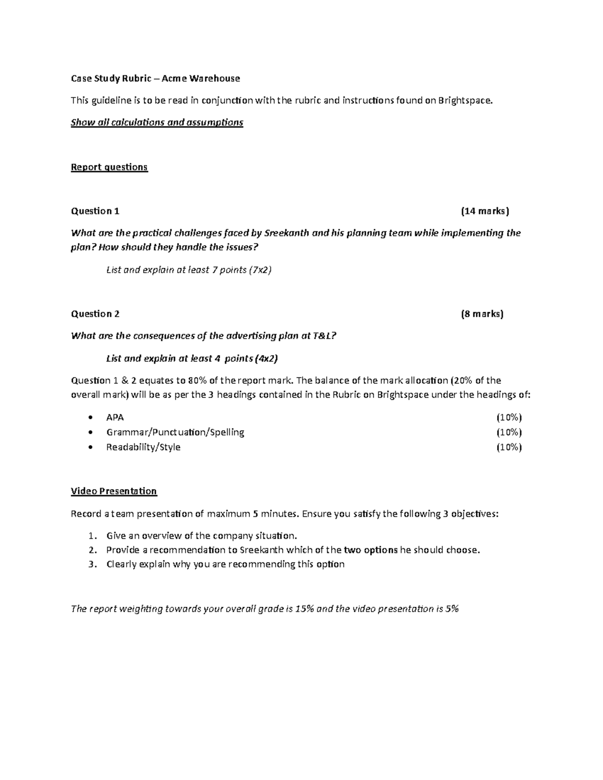 Group Case Study Mark allocation Rubric Circuit Breaker - Case Study ...