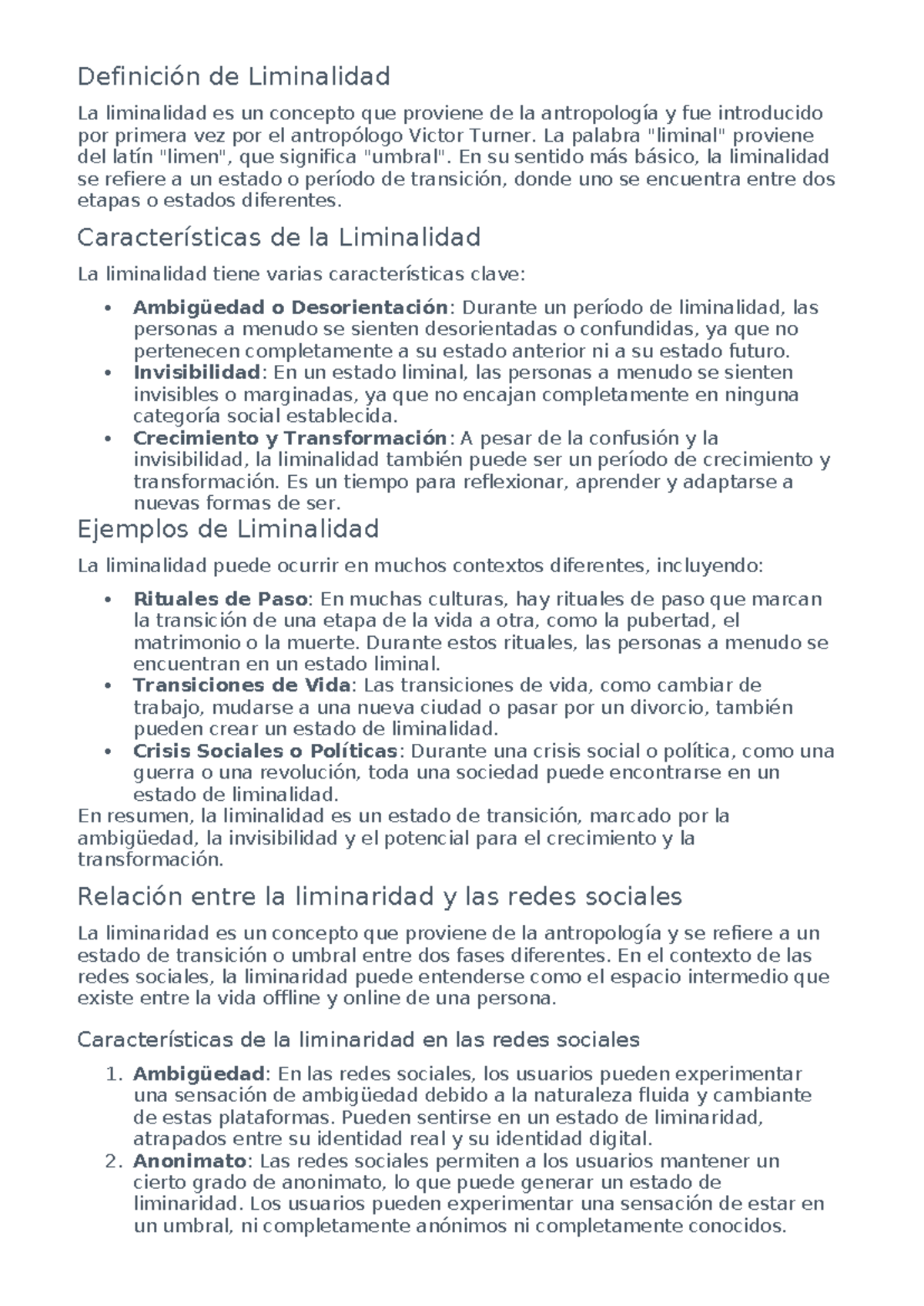 Qué es la liminaridad - Definición de Liminalidad La liminalidad es un concepto que proviene de ...