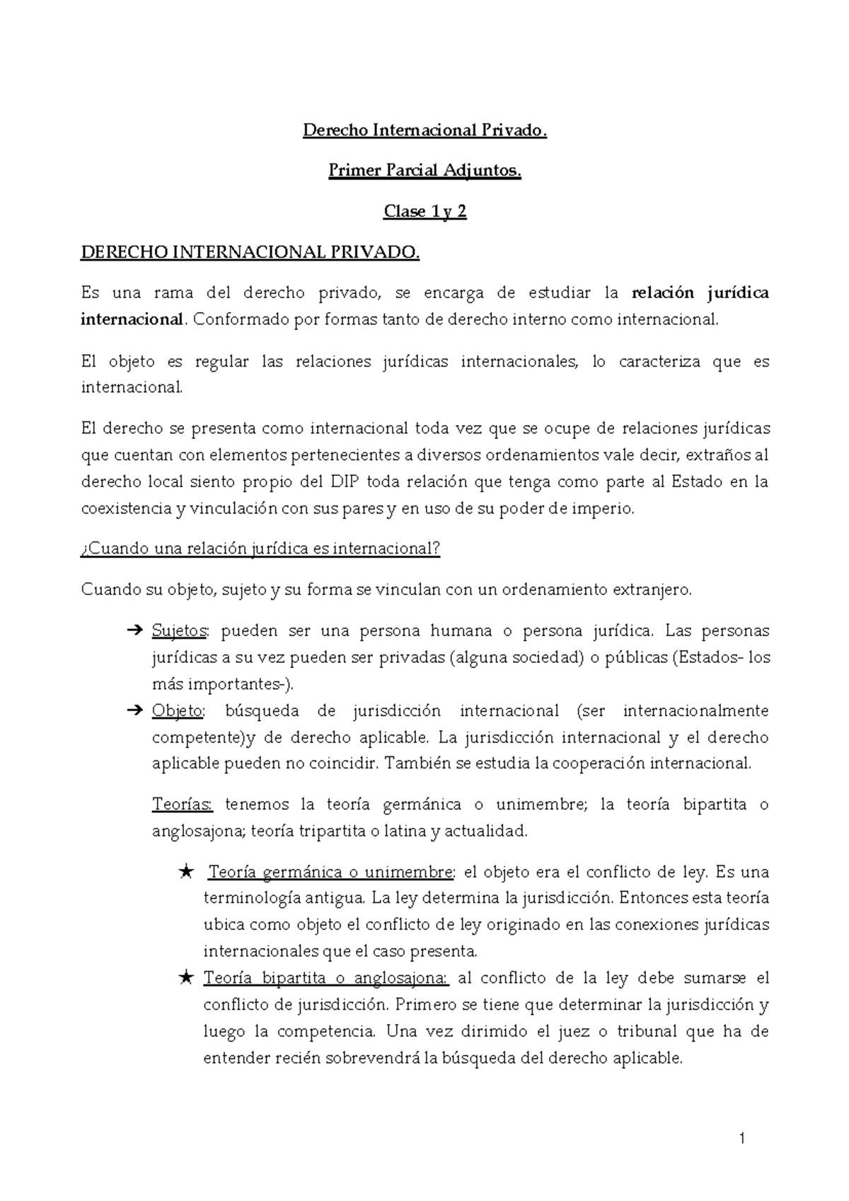 Resumen Primer Parcial (Adjuntos) - Derecho Internacional Privado. Primer Parcial Adjuntos ...