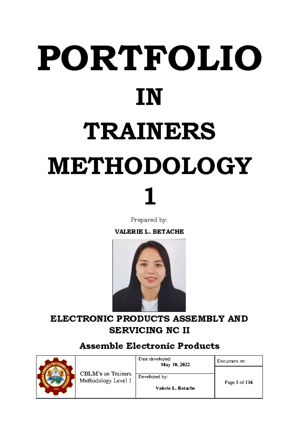 TMC 1 Renier - N/a - CBLM’s on Trainers Methodology Level 1 Date ...