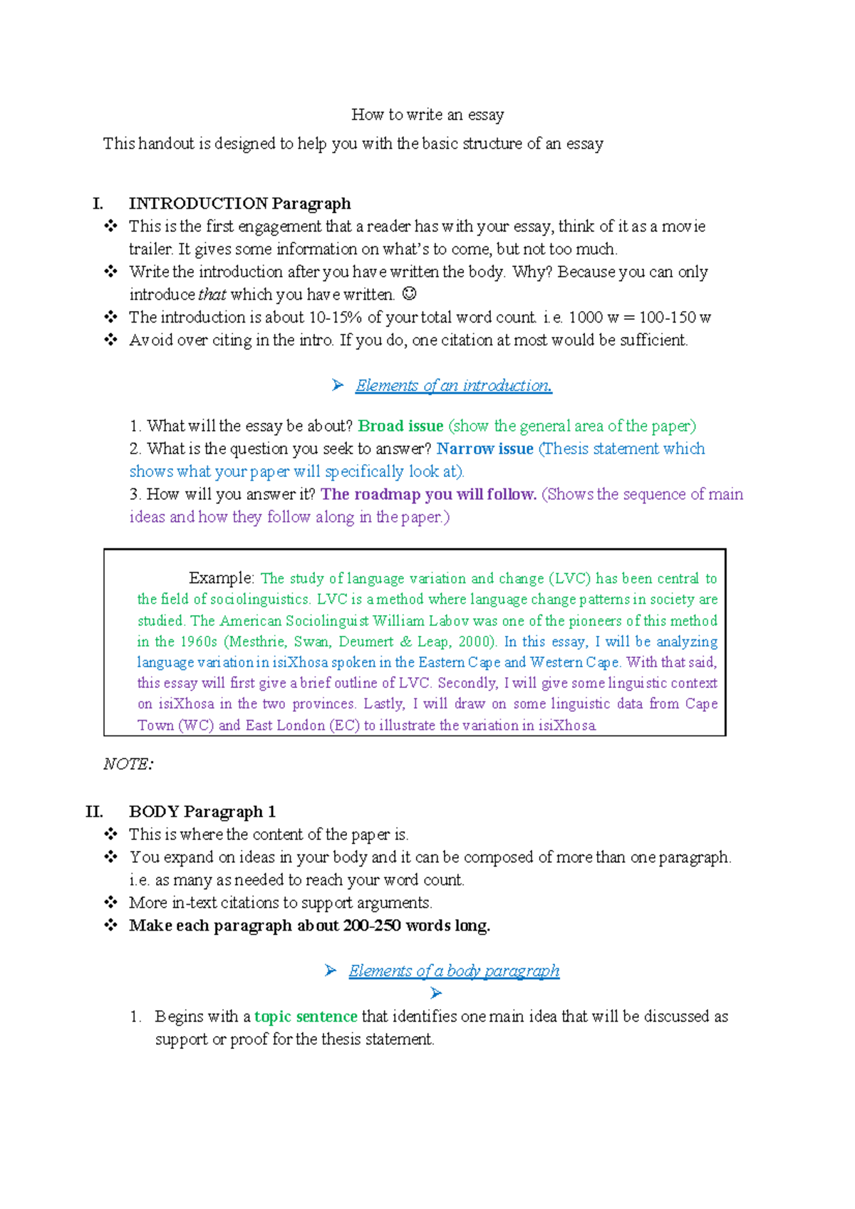 How+to+write+an+essay - How to write an essay This handout is designed ...