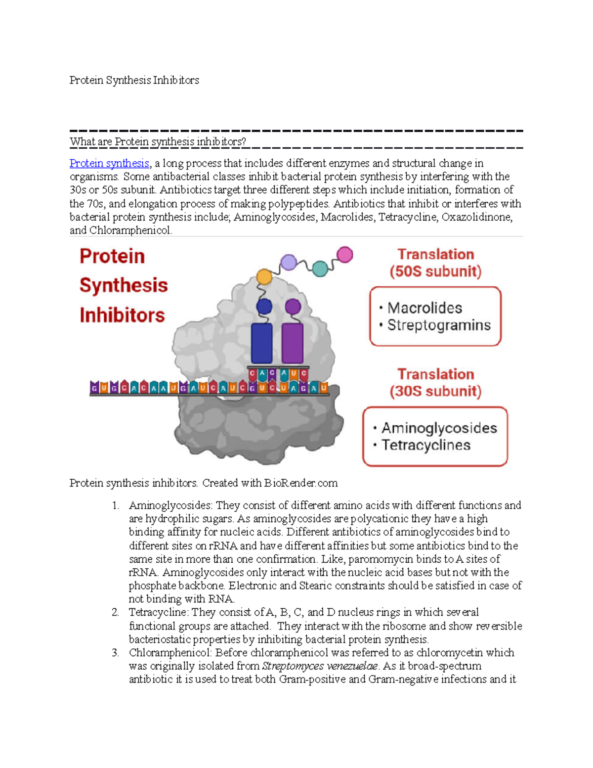 Protein Synthesis Inhibitors - Some antibacterial classes inhibit ...