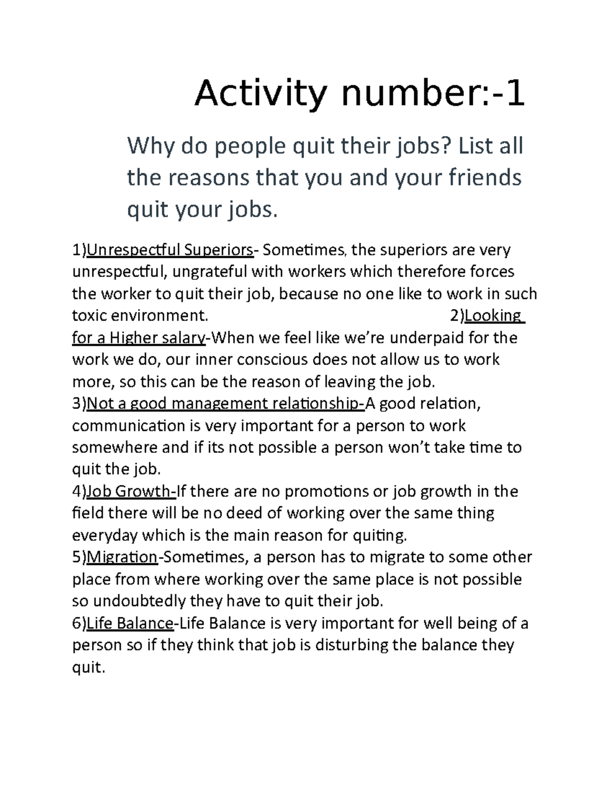 Akshay Uppal HRM - elf - Activity number:- Why do people quit their ...