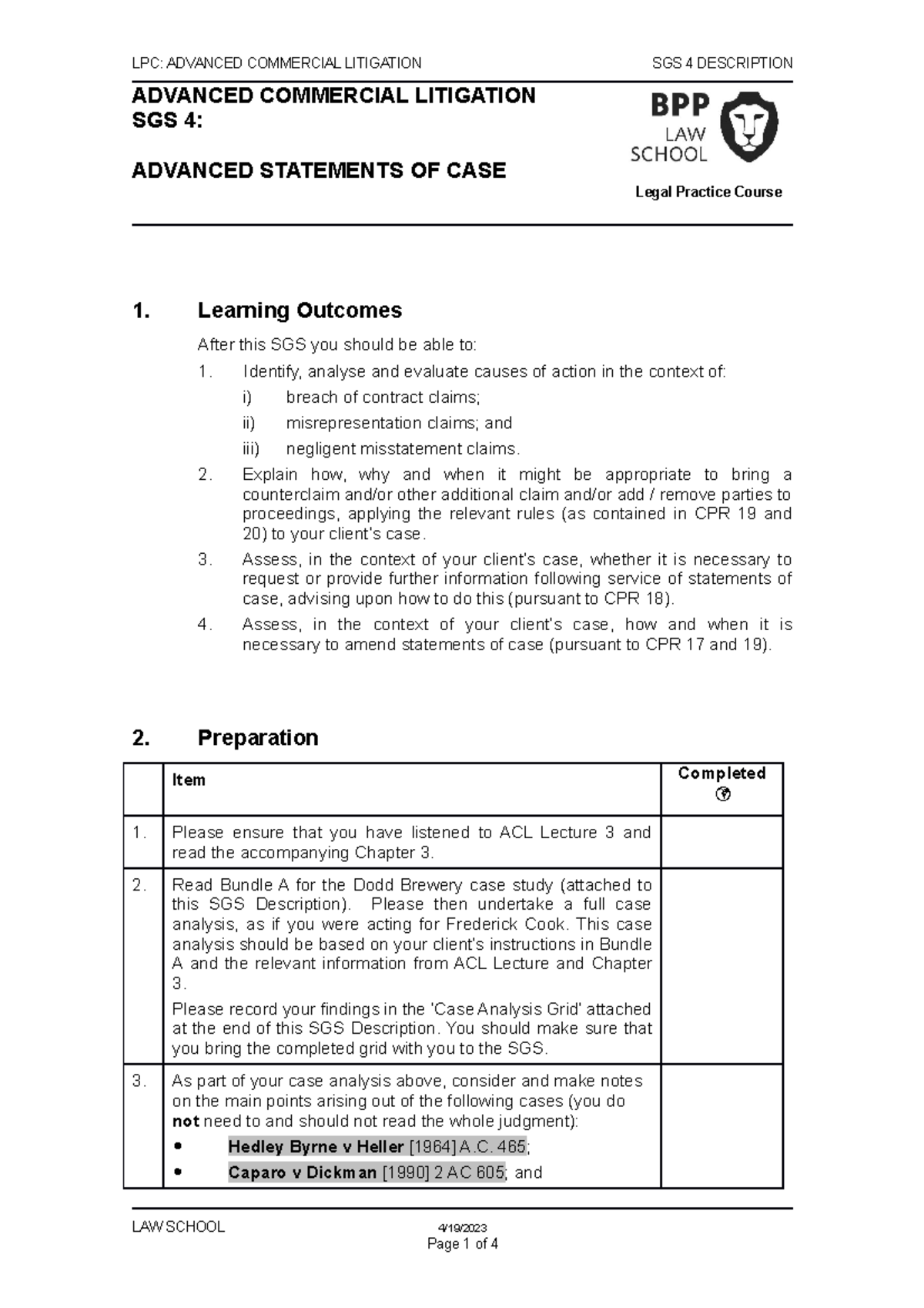 Acl Sgs 4 Description 22 23 Advanced Commercial Litigation Sgs 4