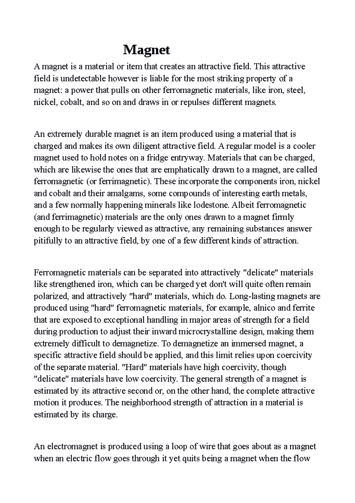 Magnet - Ifah - Magnet A magnet is a material or item that creates an ...