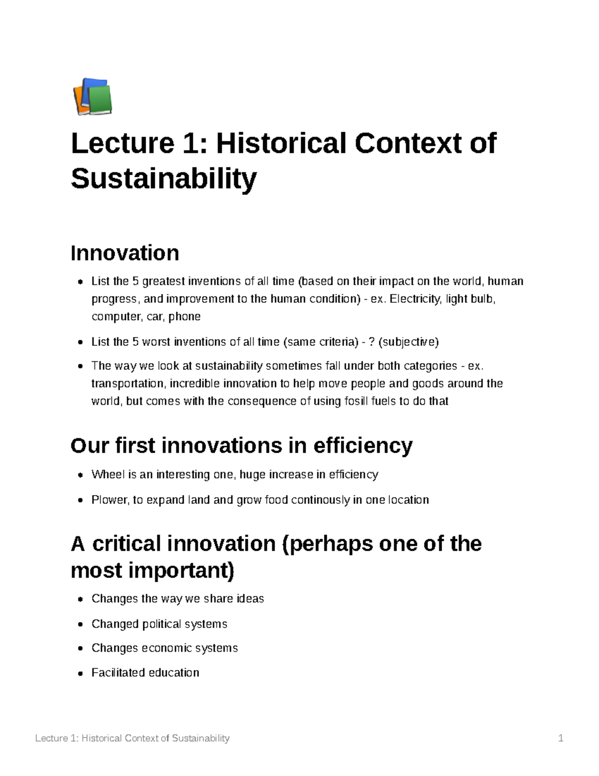 Lecture 1 Historical Context of Sustainability - Sustain 1S03 ...