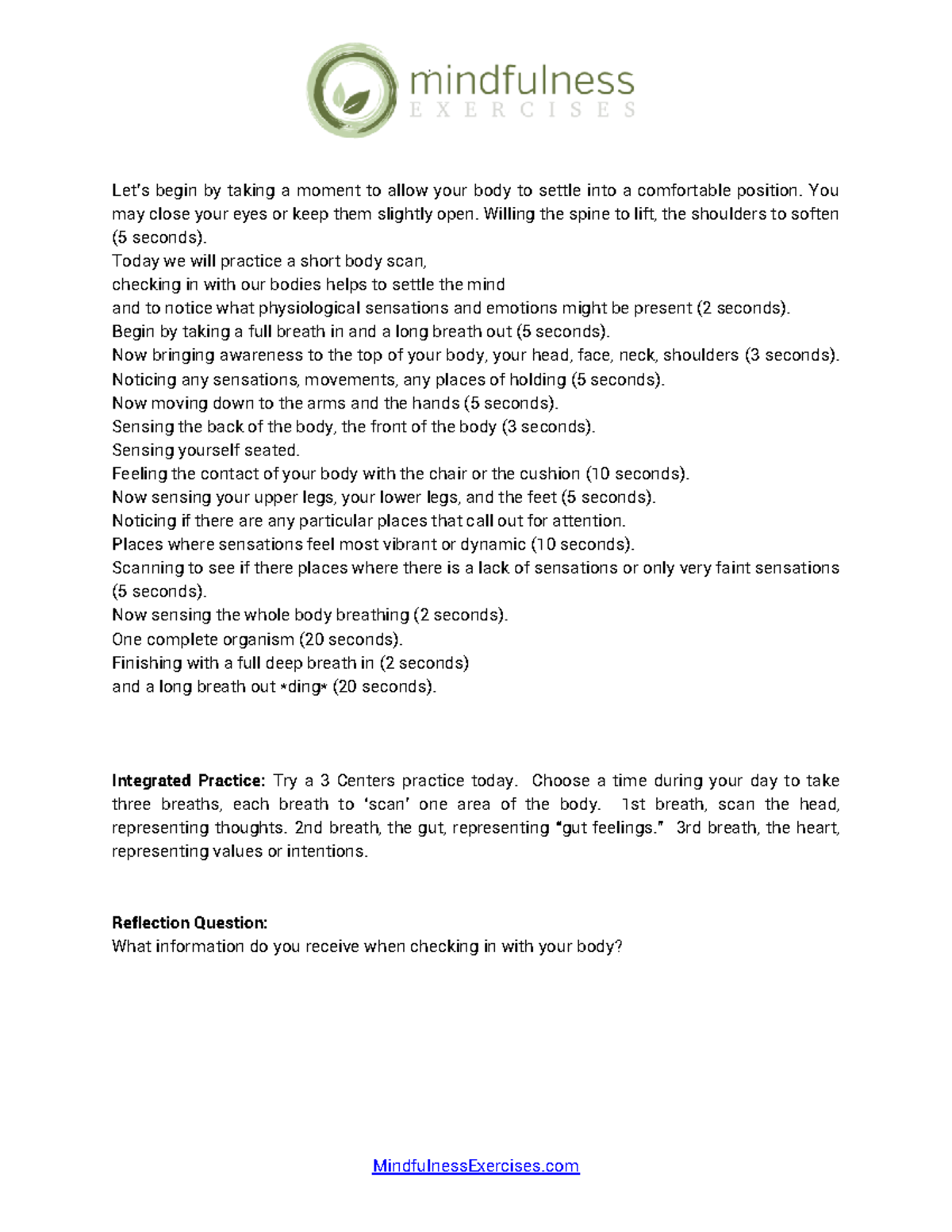Mindfulness-body-scan - MindfulnessExercises Let’s begin by taking a ...