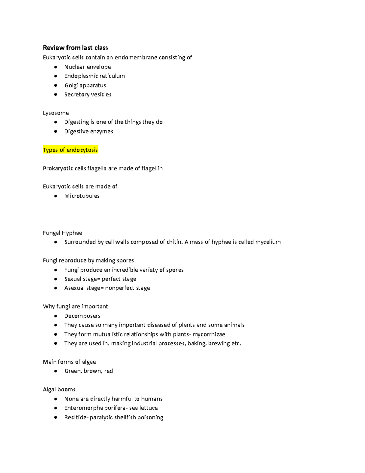 Micro notes 3 - Review from last class Eukaryotic cells contain an ...