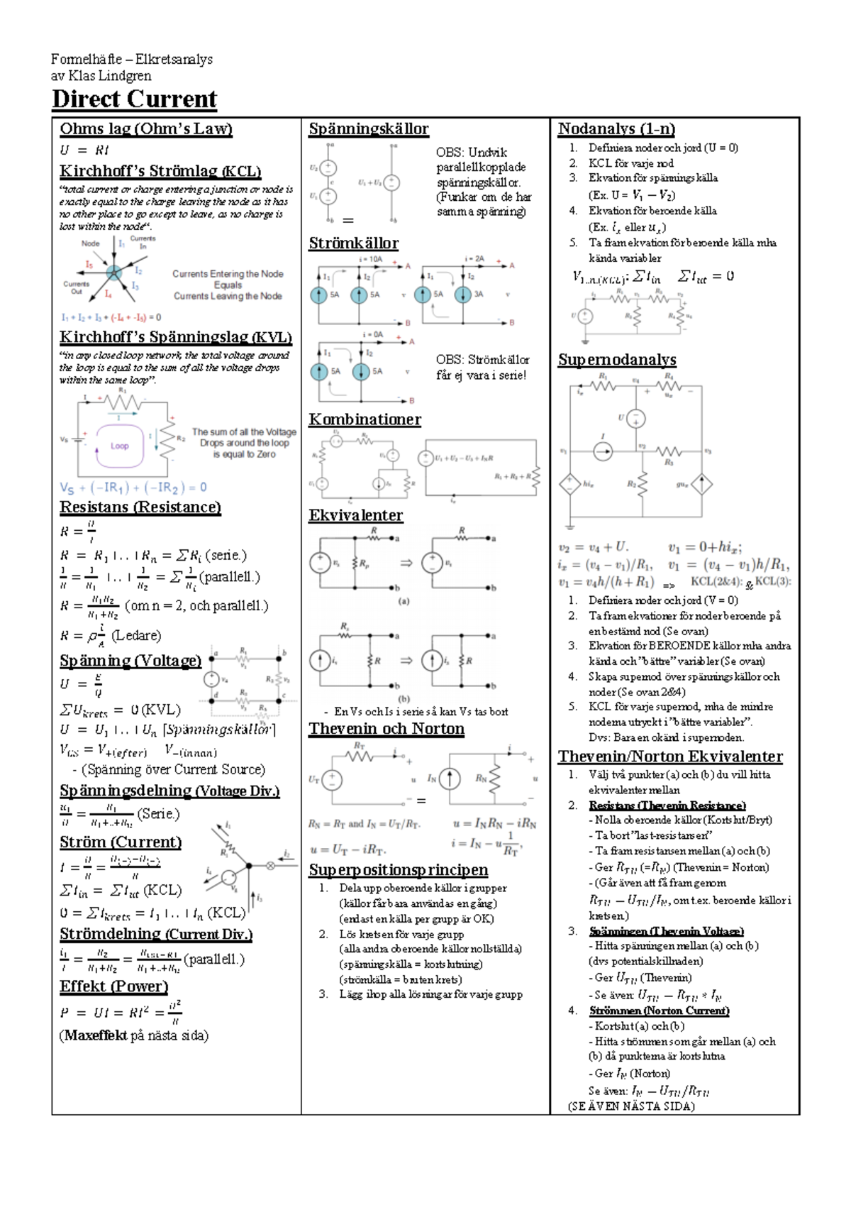Formelhäfte-elkrets - Formelhäfte – Elkretsanalys av Klas Lindgren ...