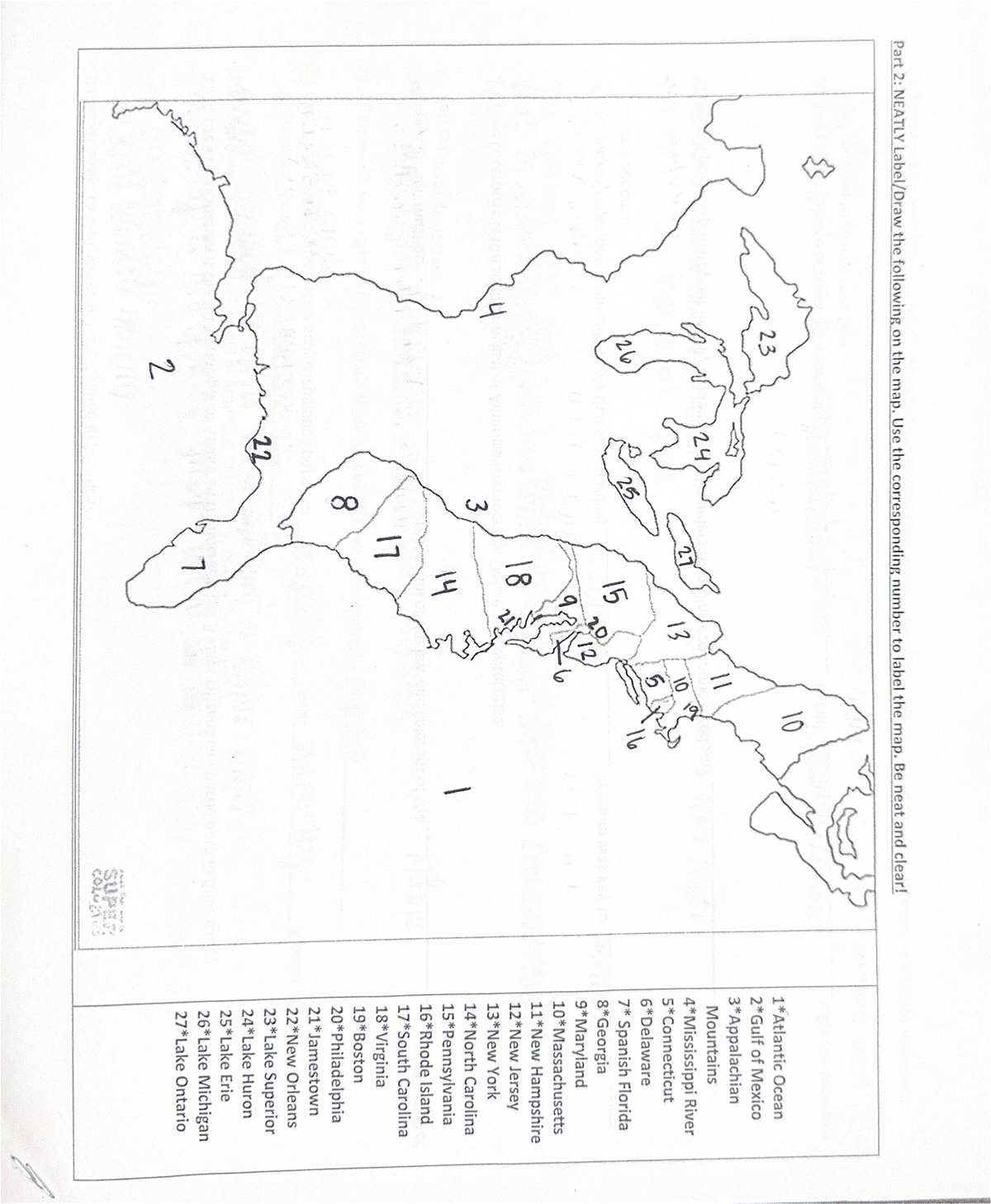 Gov textbook questions - Part 2: NEATLY the following on the map. Use ...