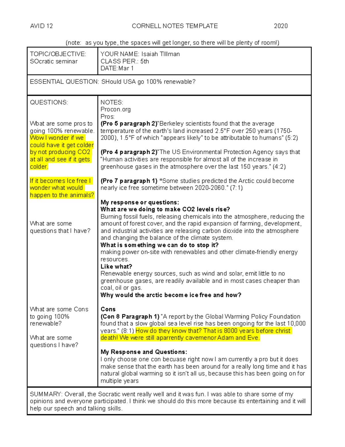 Copy Of C Notes Template Avid 12 Cornell Notes Template 2020 Note As You Type The Spaces