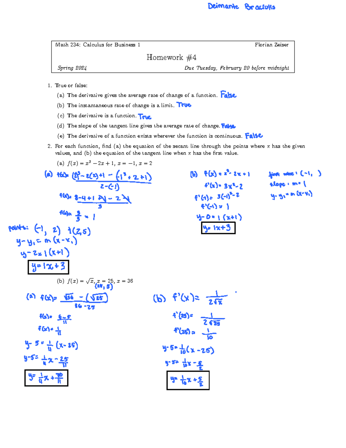 Kami Export - M234 Homework 4 - Math 234: Calculus for Business 1 ...