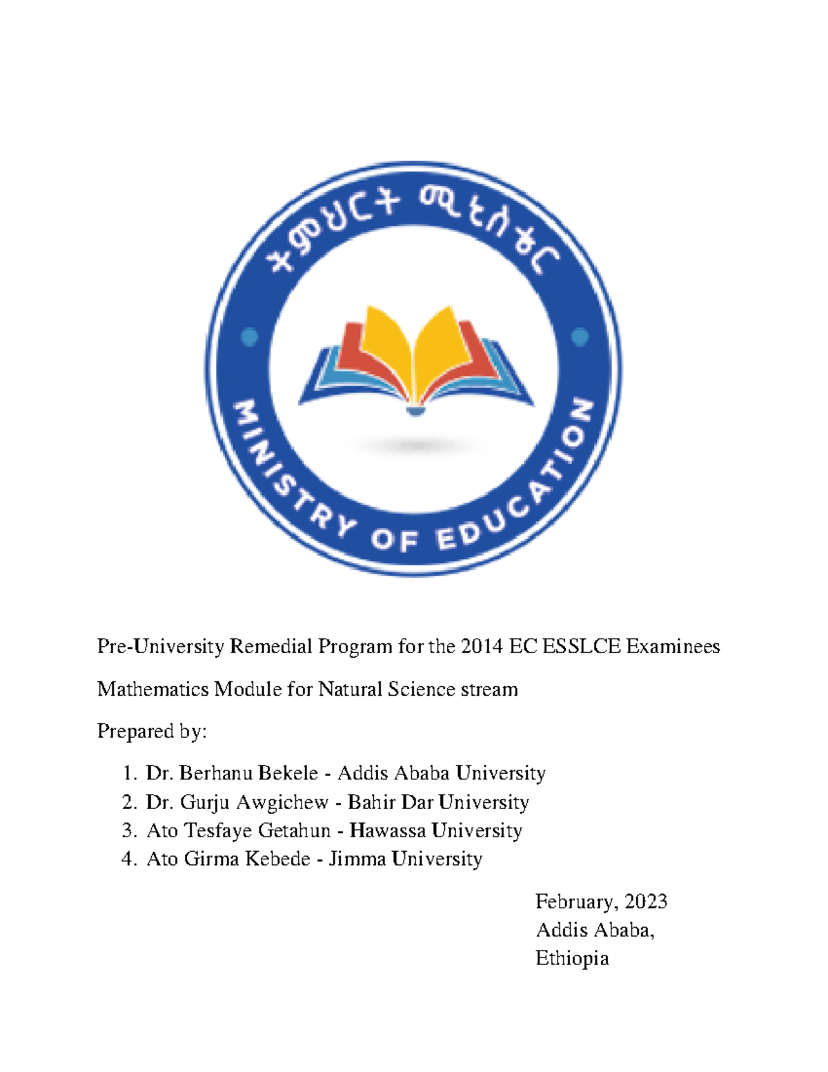 Maths for Natural Sciences - Pre-University Remedial Program for the ...