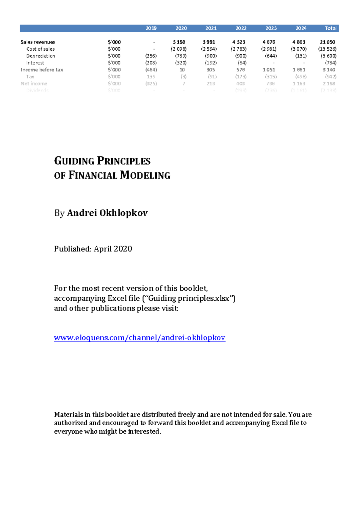Guiding-principles CFI - GUIDING PRINCIPLES OF FINANCIAL MODELING By ...