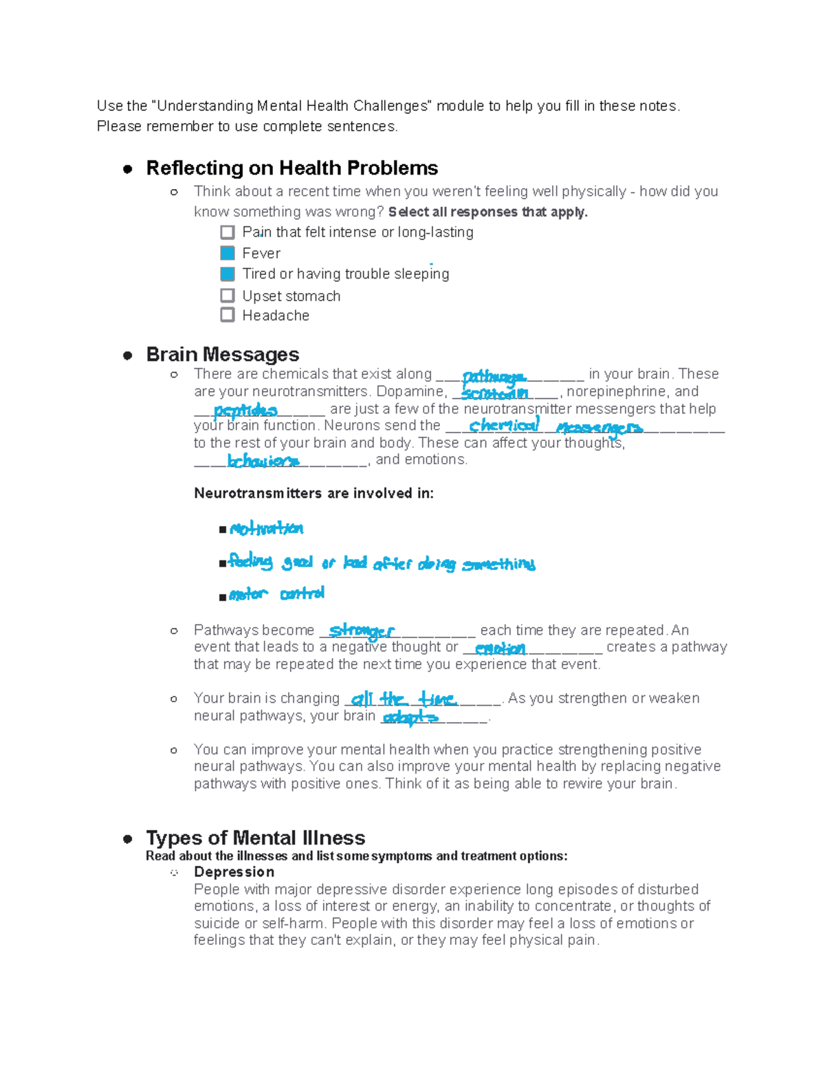 Mod. 2 - Understanding Mental Health Challenges - Use the ...