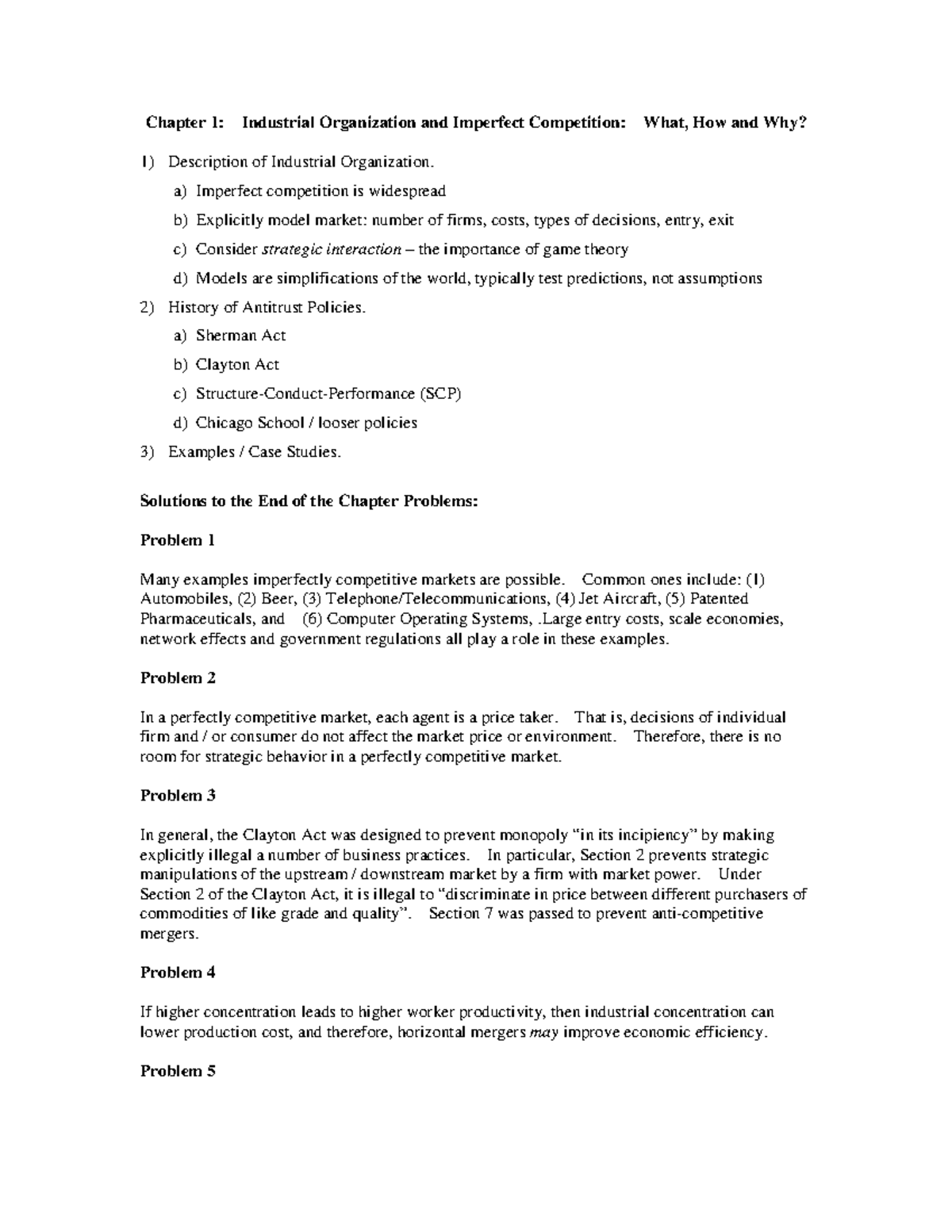 Part1（1－9） - answer of homework - Chapter 1: Industrial Organization ...