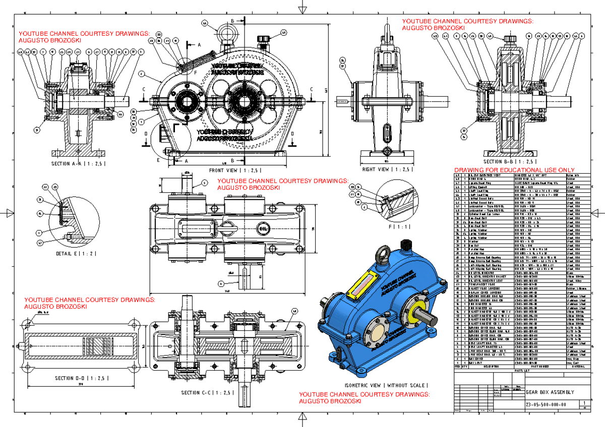 GEAR BOX Assembly - 01 Plano Riguroso - FRONT VIEW ( 1 : 2,5 ) RIGHT ...