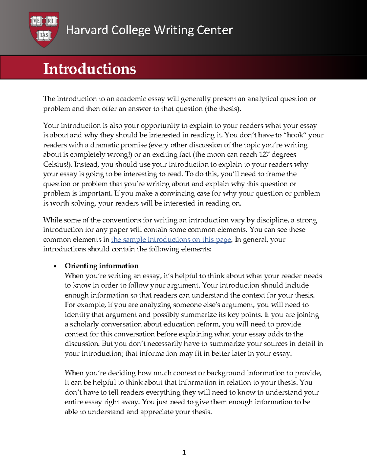 Harvard Introductions Writing - Harvard College Writing Center 1 ...