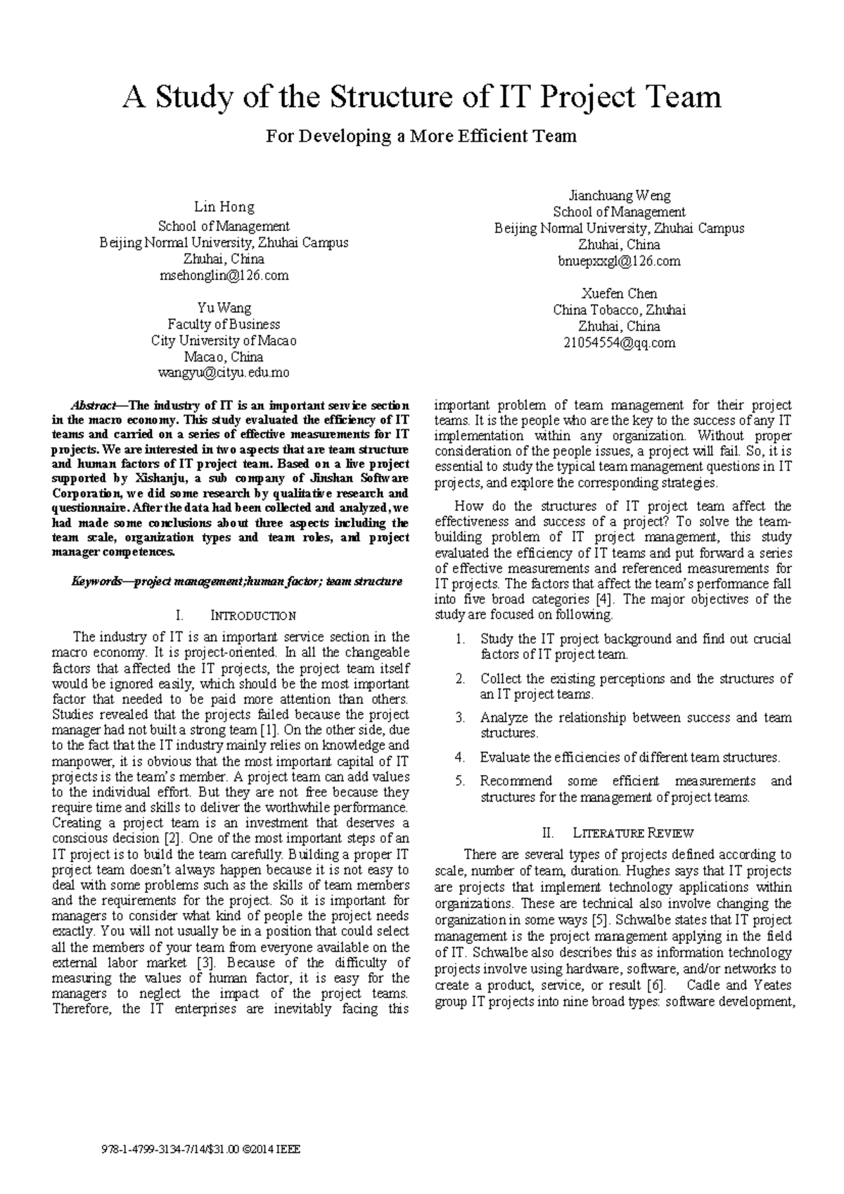it systems for information - A Study of the Structure of IT Project ...