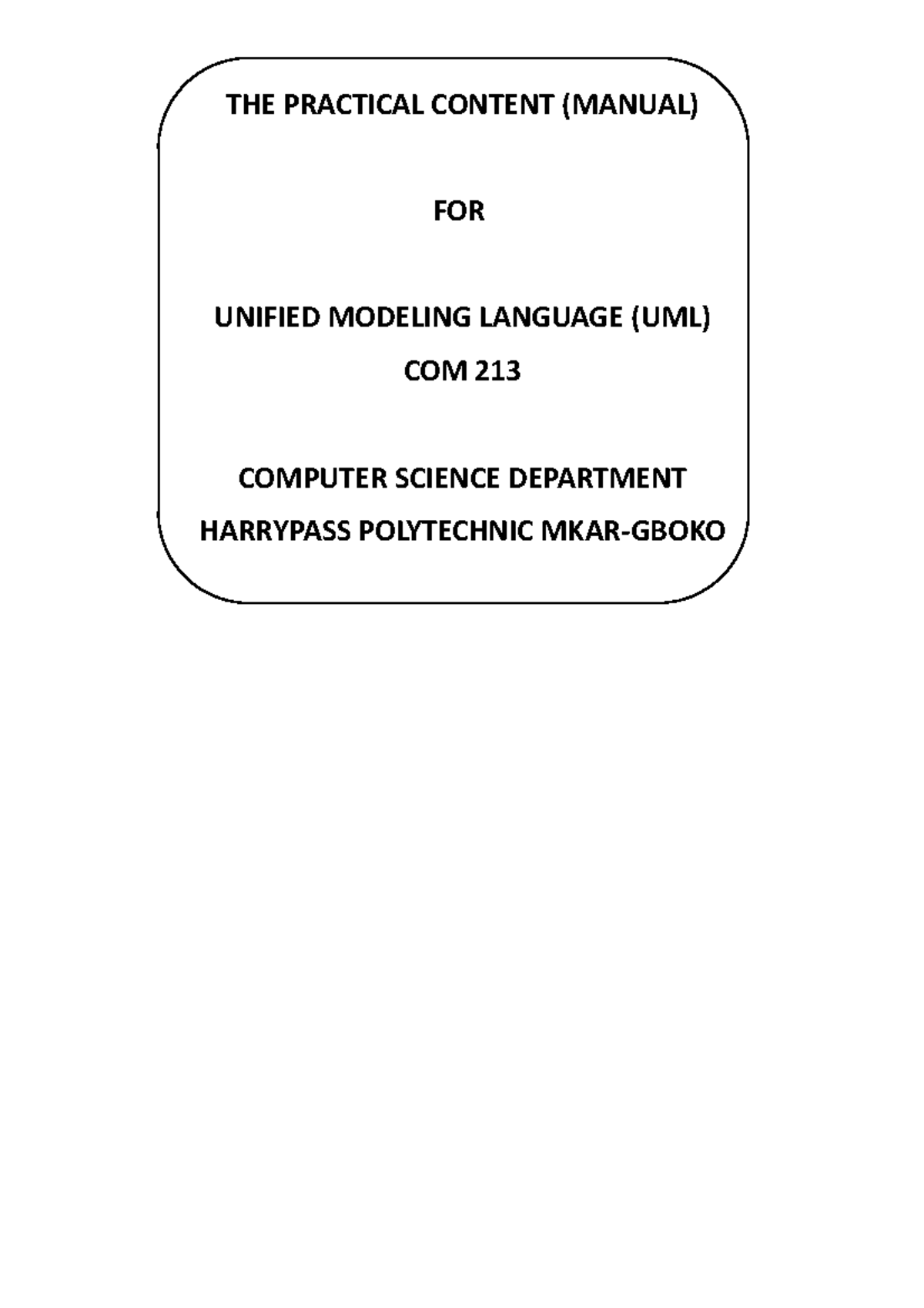 Uml1 Practical Guide On Unified Modeling Language The Practical Content Manual For Unified