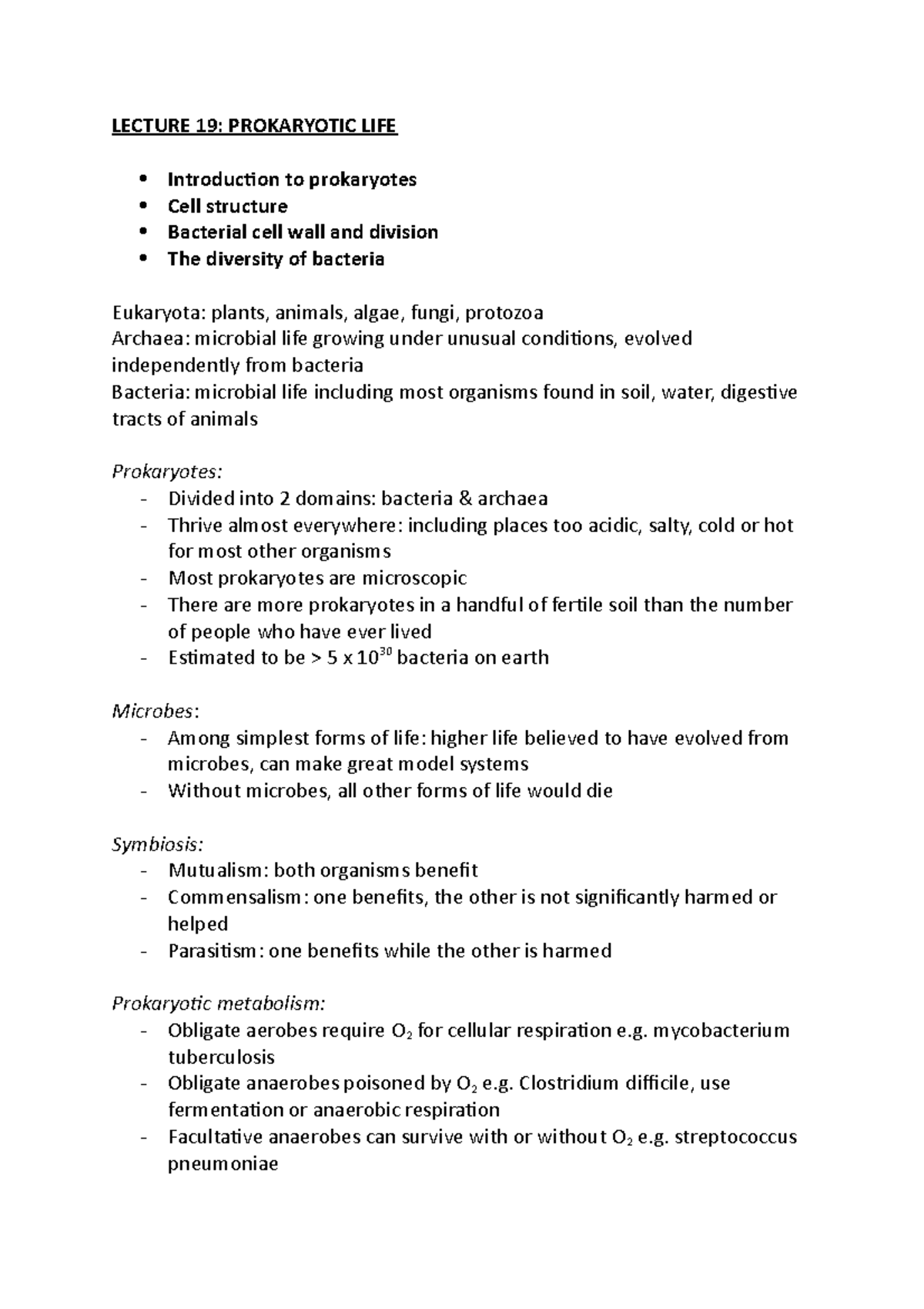 Lecture 19 - Prokaryotic LIFE - LECTURE 19: PROKARYOTIC LIFE ...