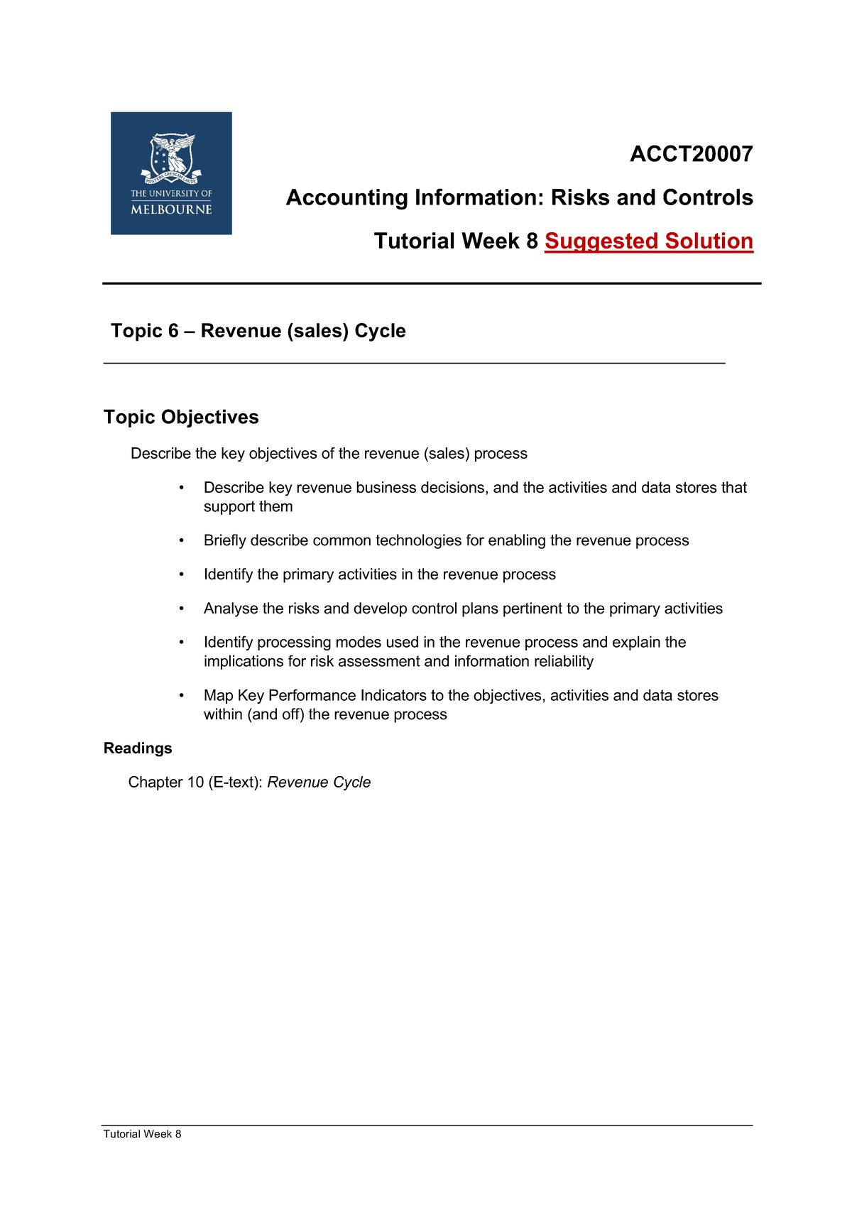 7. ACCT2000 7 Tutorial Topic 6 - Suggested Solution-1 - Warning: TT ...