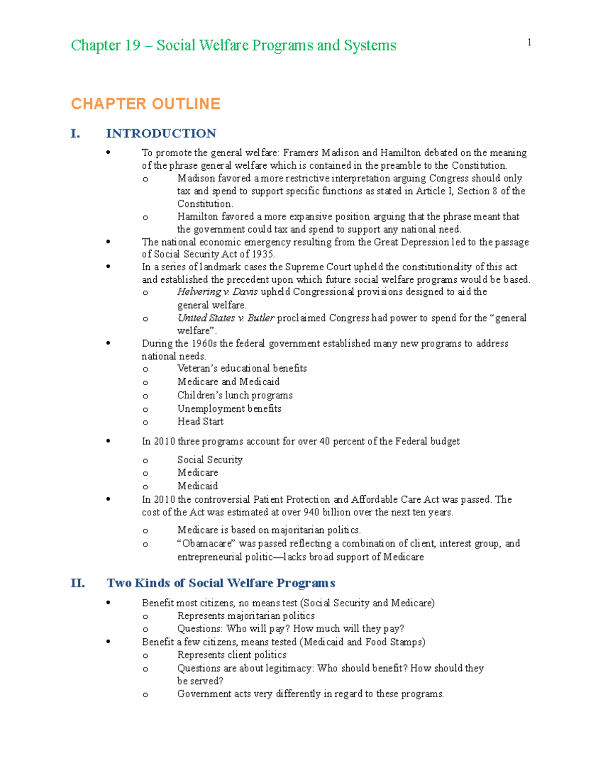 Social Welfare Programs and Systems - Chapter 19 – Social Welfare ...