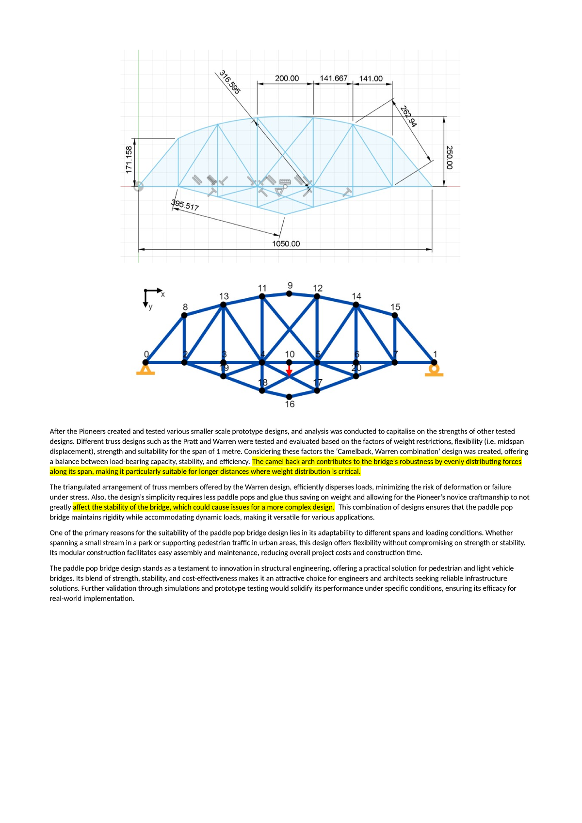Final 1 bridge design - After the Pioneers created and tested various ...