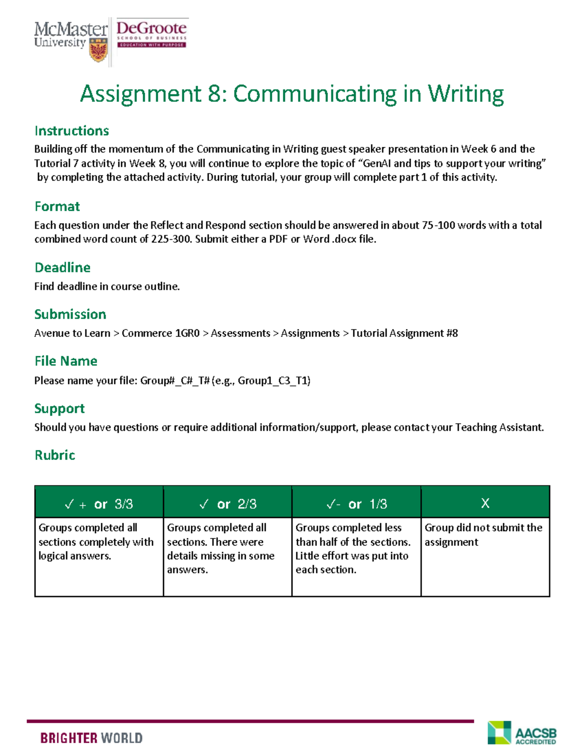 1GR0 - Tutorial Assignment 8 - Copy - Assignment 8: Communicating in Writing Instructions ...