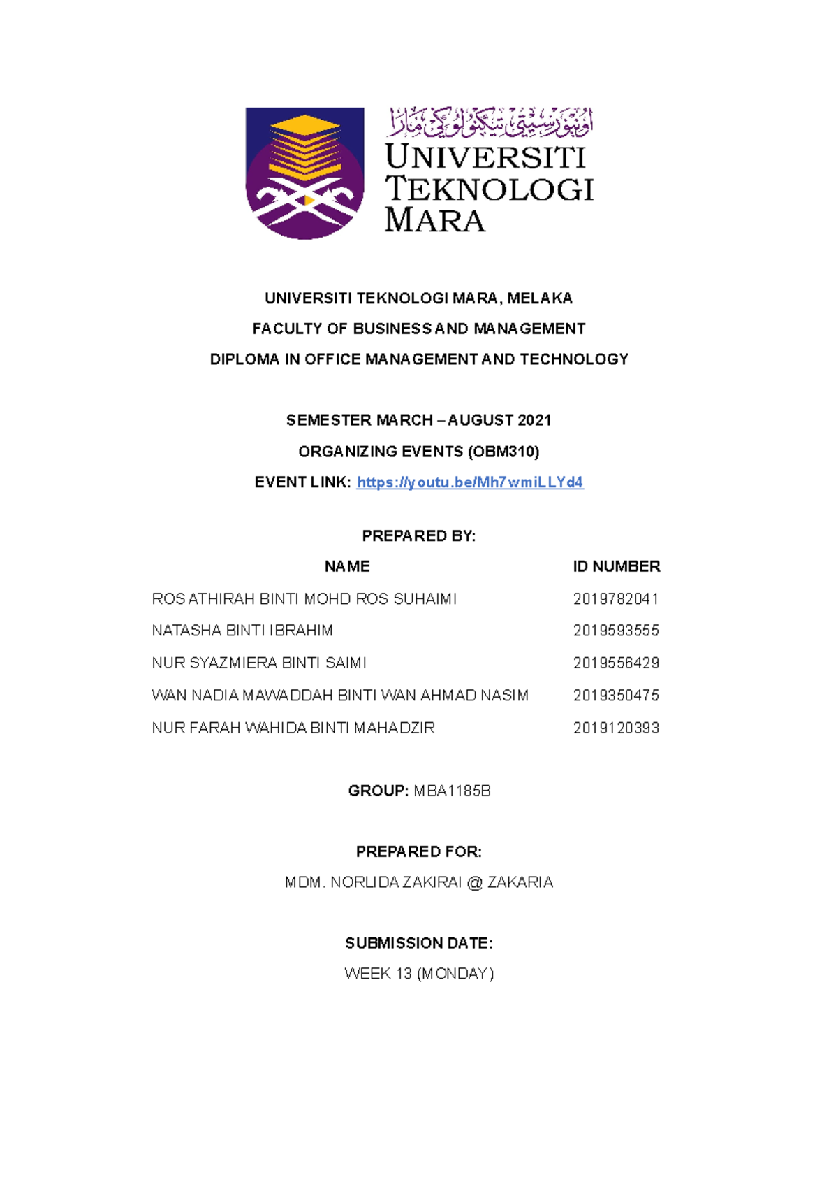 [NEW] Reflective Wirting - Document Processing - UiTM - Studocu