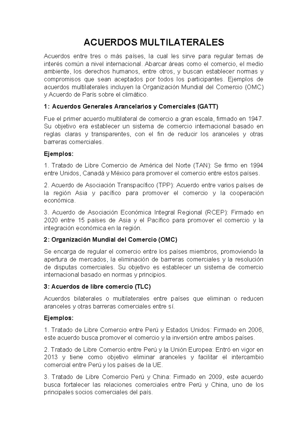 Acuerdos Multilaterales - ACUERDOS MULTILATERALES Acuerdos entre tres o ...