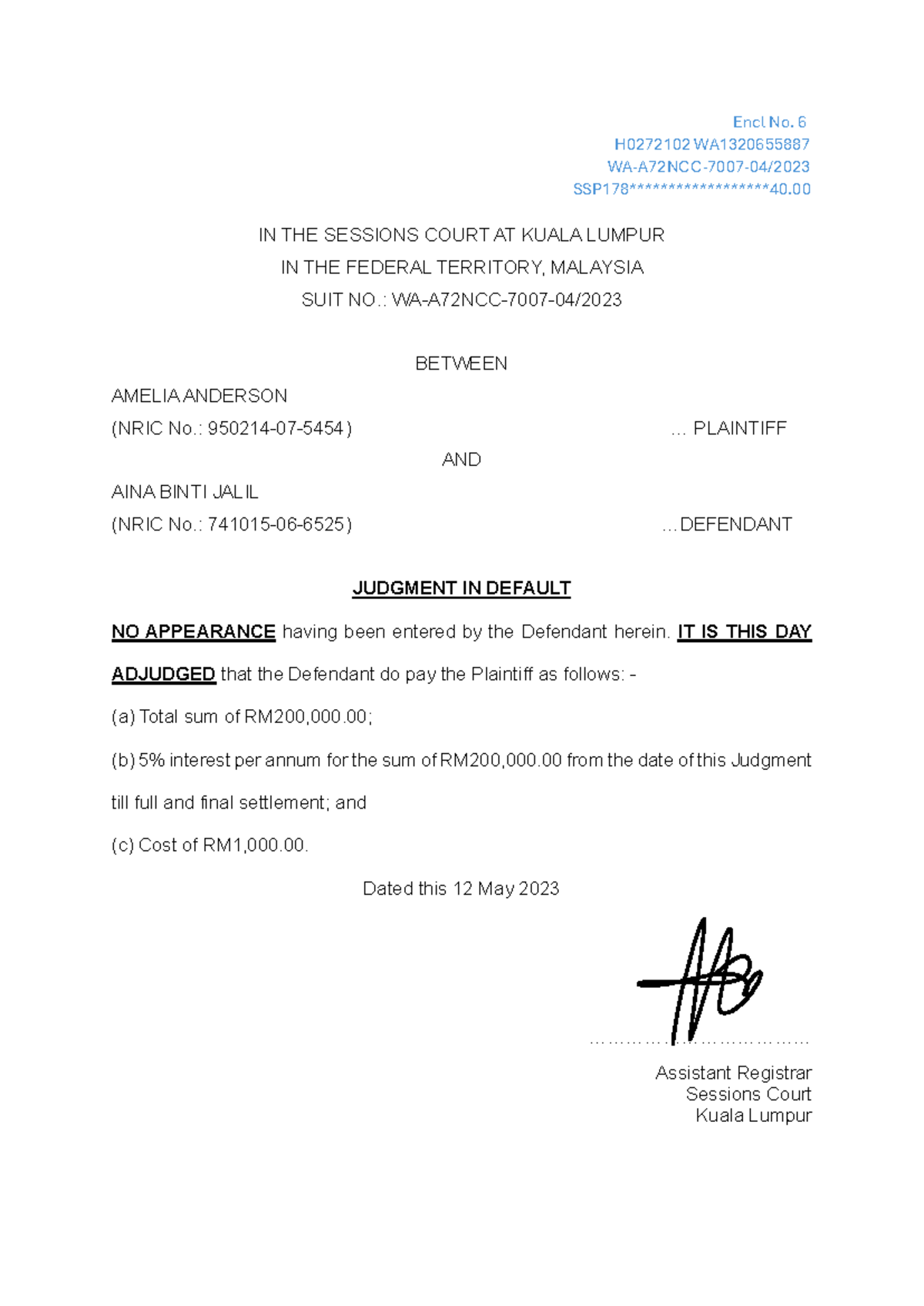 JID Firm 001 to 006 - Encl No. 6 H0272102 WA WA-A72NCC- 7007 - 04 /202 ...