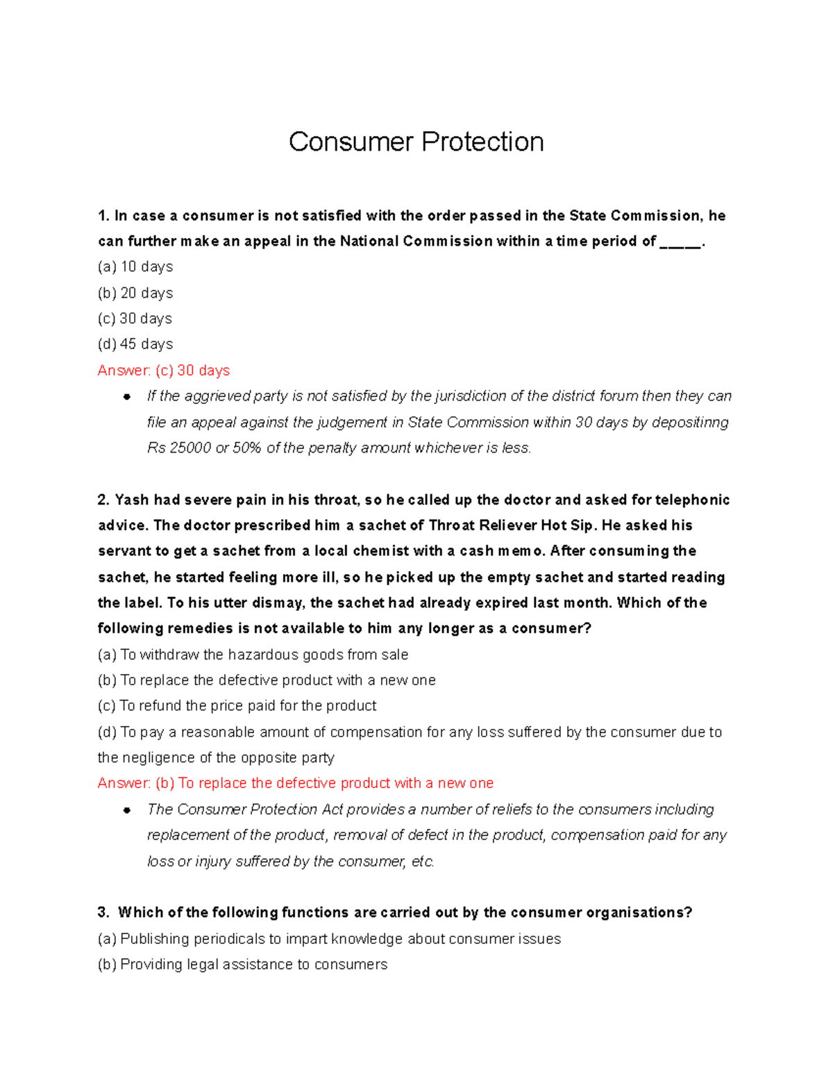 Consumer protection - Consumer Protection In case a consumer is not ...