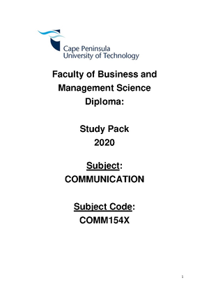 XS21MMC - CPUT - Communication 1 - Studocu