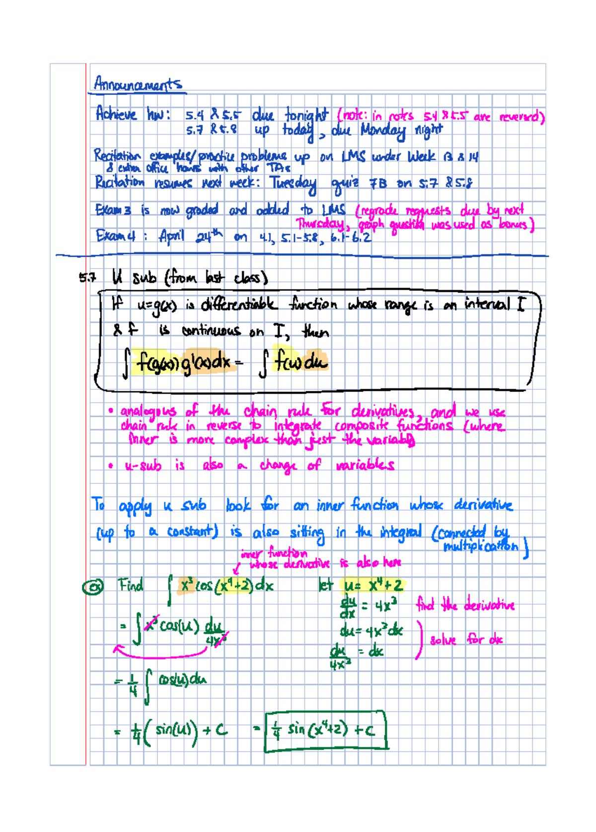 Note Apr 13, 2023 1-1 - U substitution (1/5) - http T 5 5 s due tonight ...