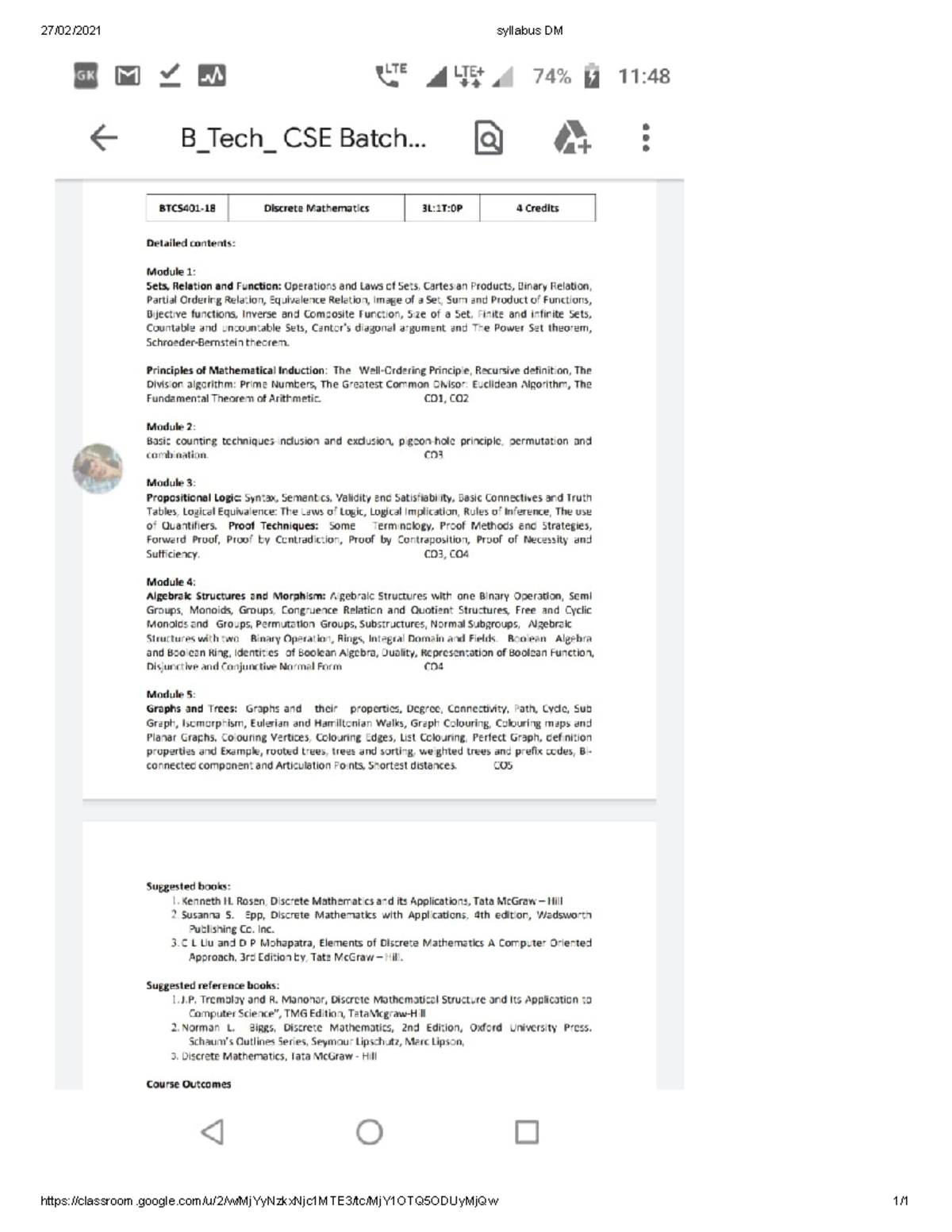 Maths- Syllabus - Computer science engineering - 27/02/2021 syllabus DM - Studocu