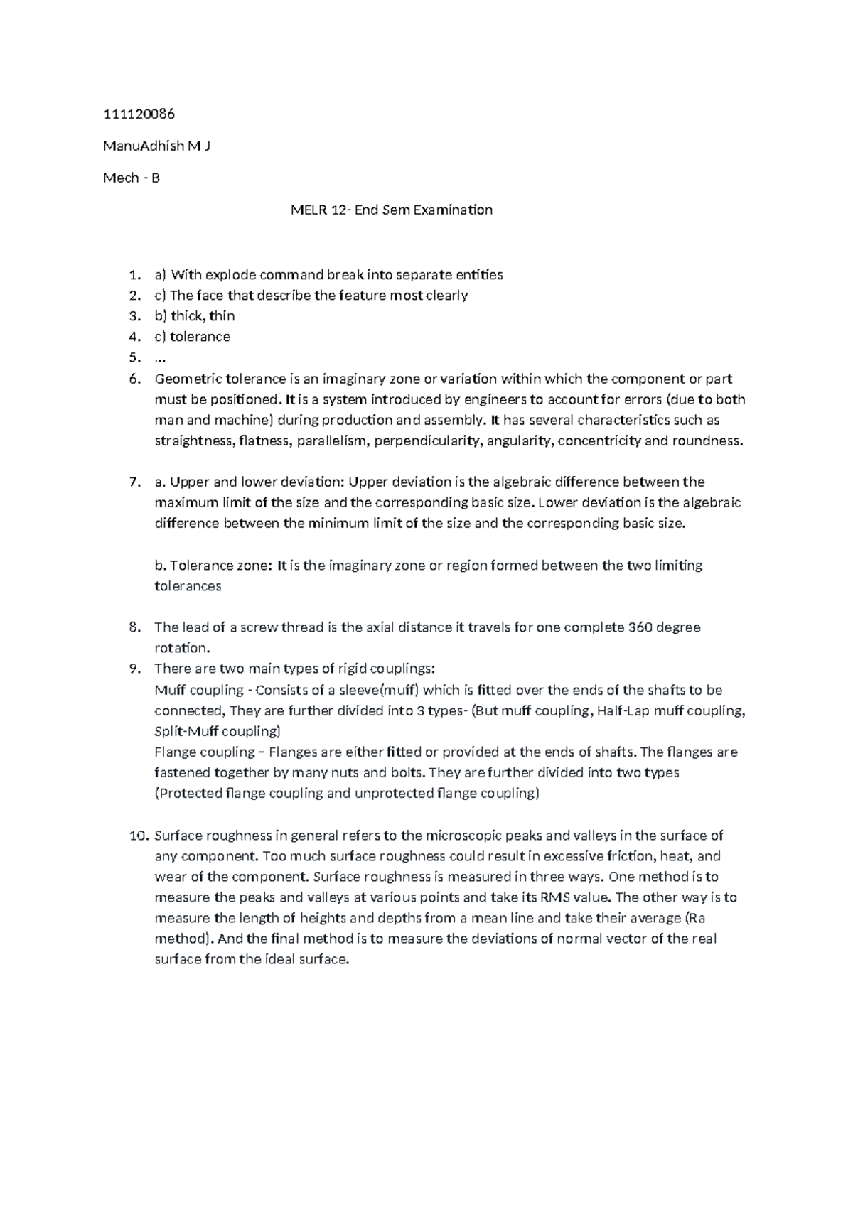 CAMD theory - END semester exam paper for computer aided design course ...