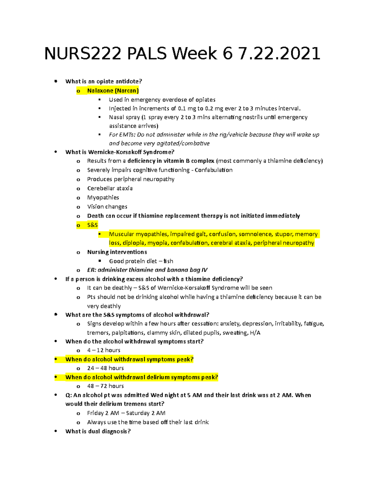 NURS222 PALS Week 6 7 - Mental health - NURS222 PALS Week 6 7. What is ...
