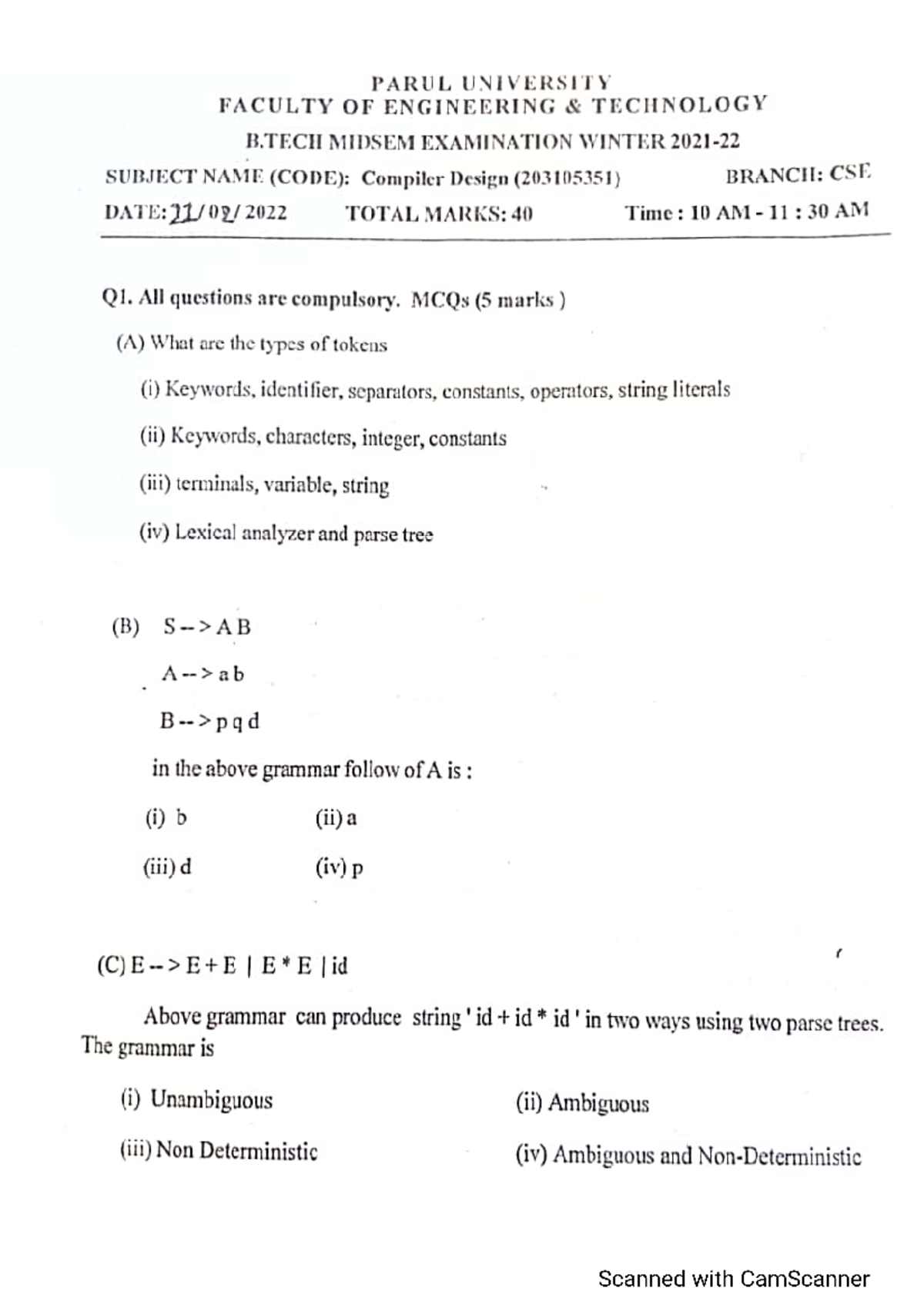 CD - Remid QP - PSNM - B.tech CSE - Studocu