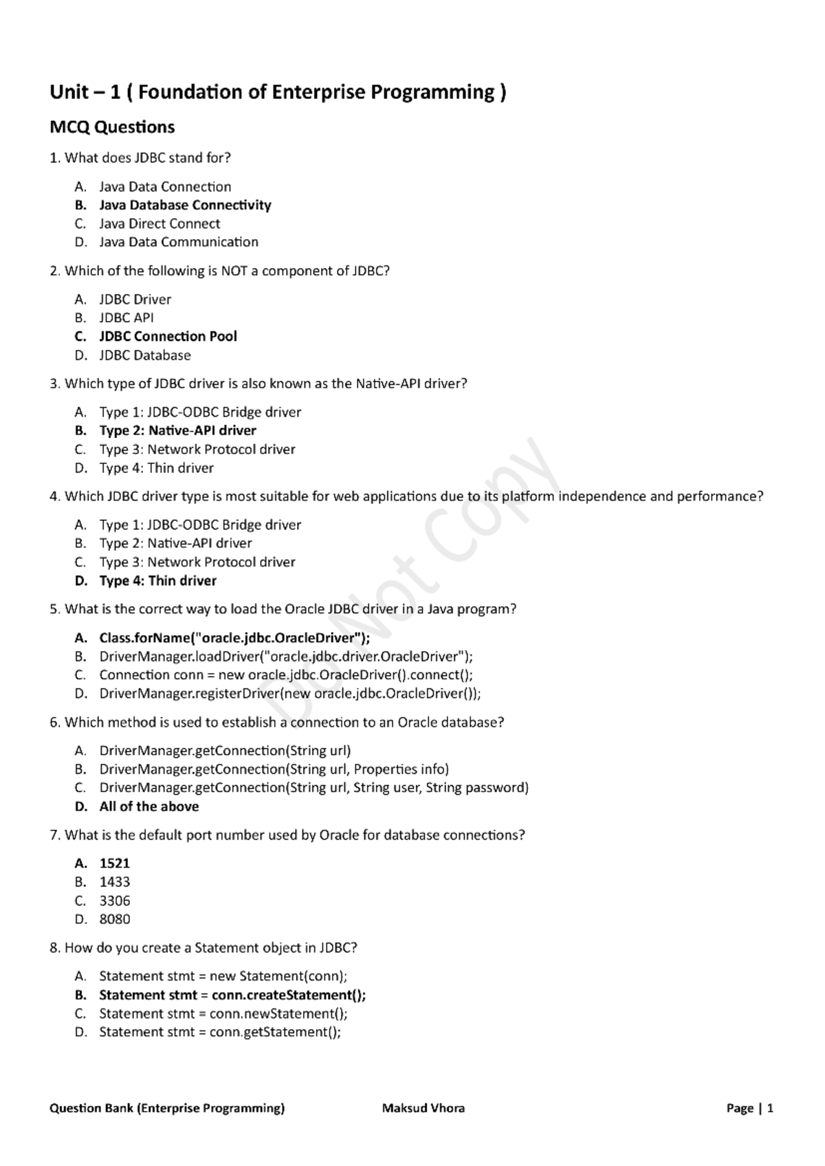 EP - All Units - Final - Good for midsem exam - Unit 1 ( Foundation of Enterprise Programming ...