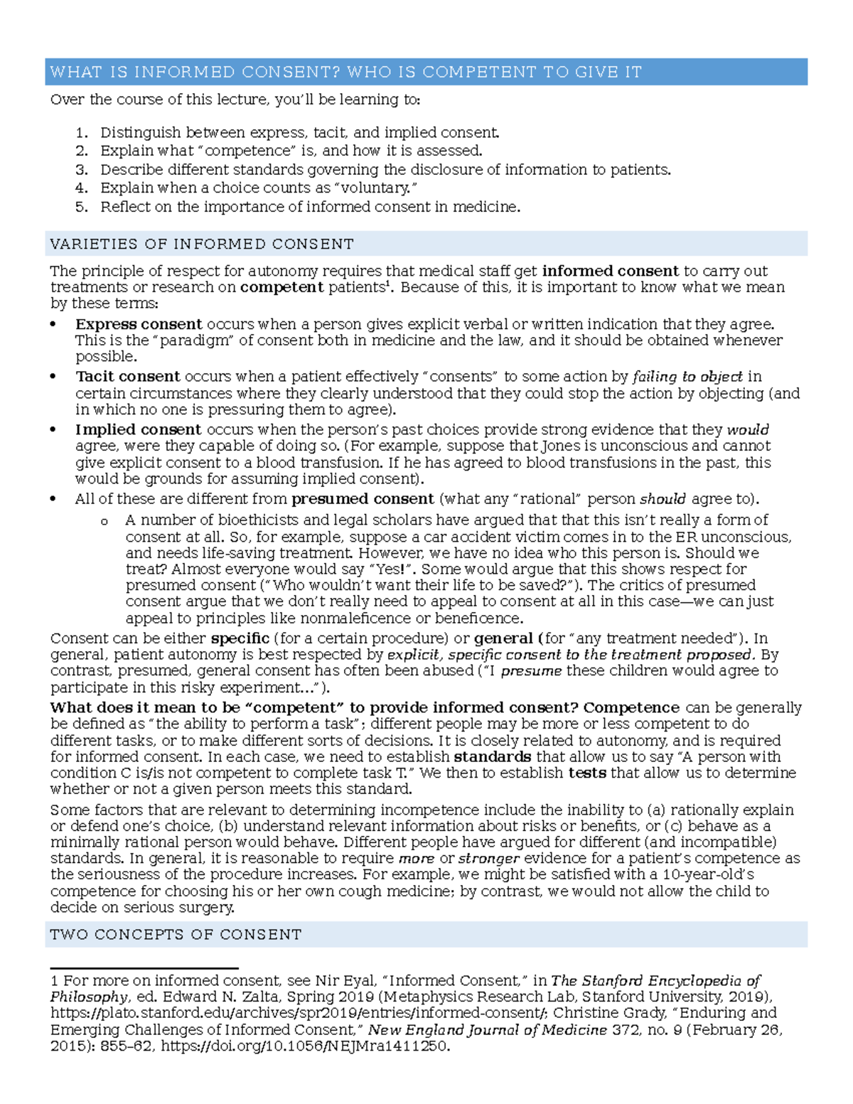Bioethics B2 Informed Consent - WHAT IS INFORMED CONSENT? WHO IS ...