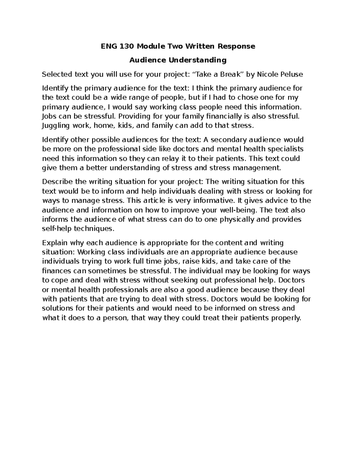 Module Two Written Response copy - ENG 130 Module Two Written Response ...