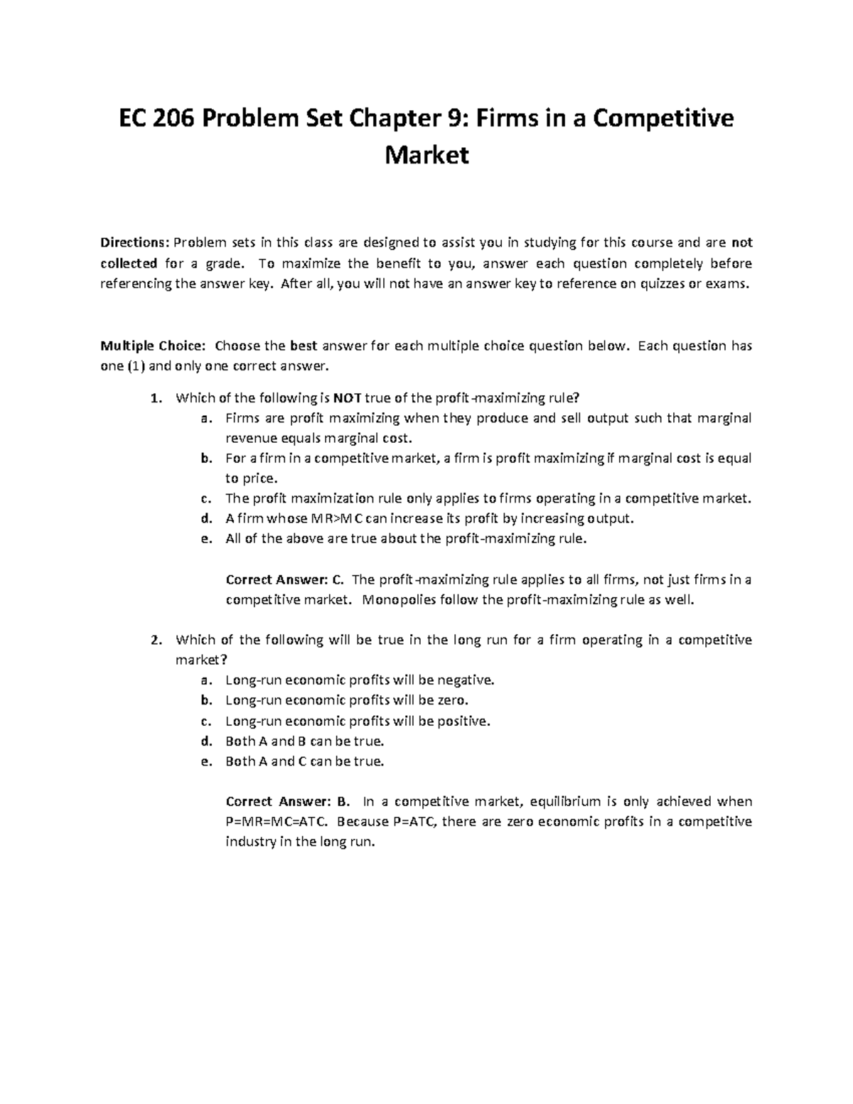 Econ 206 Problem Set Chapter 9 Answer Key Warning Tt Undefined Function 22 Warning
