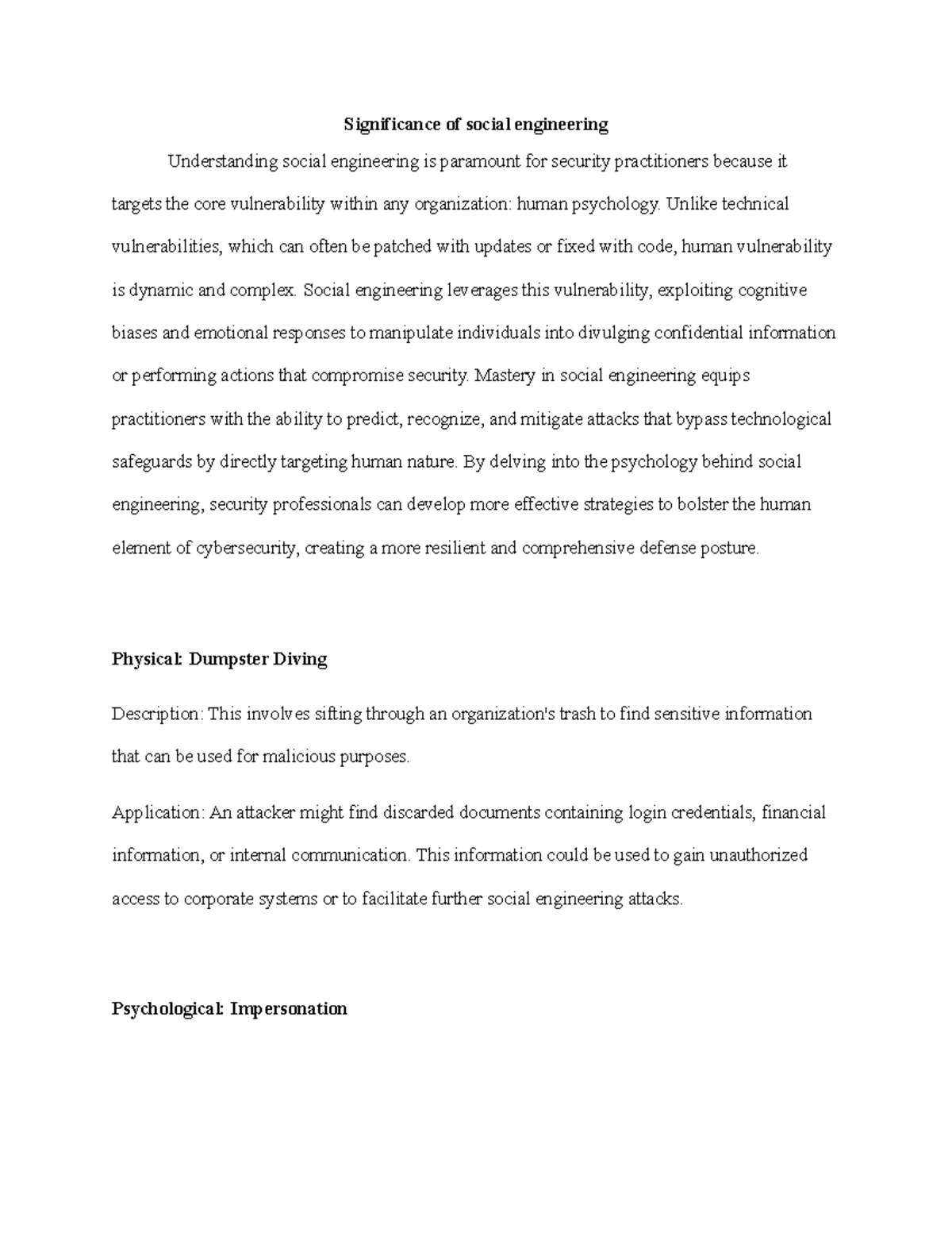 CYB260 5-2 Jiajun WU - Significance of social engineering Understanding ...